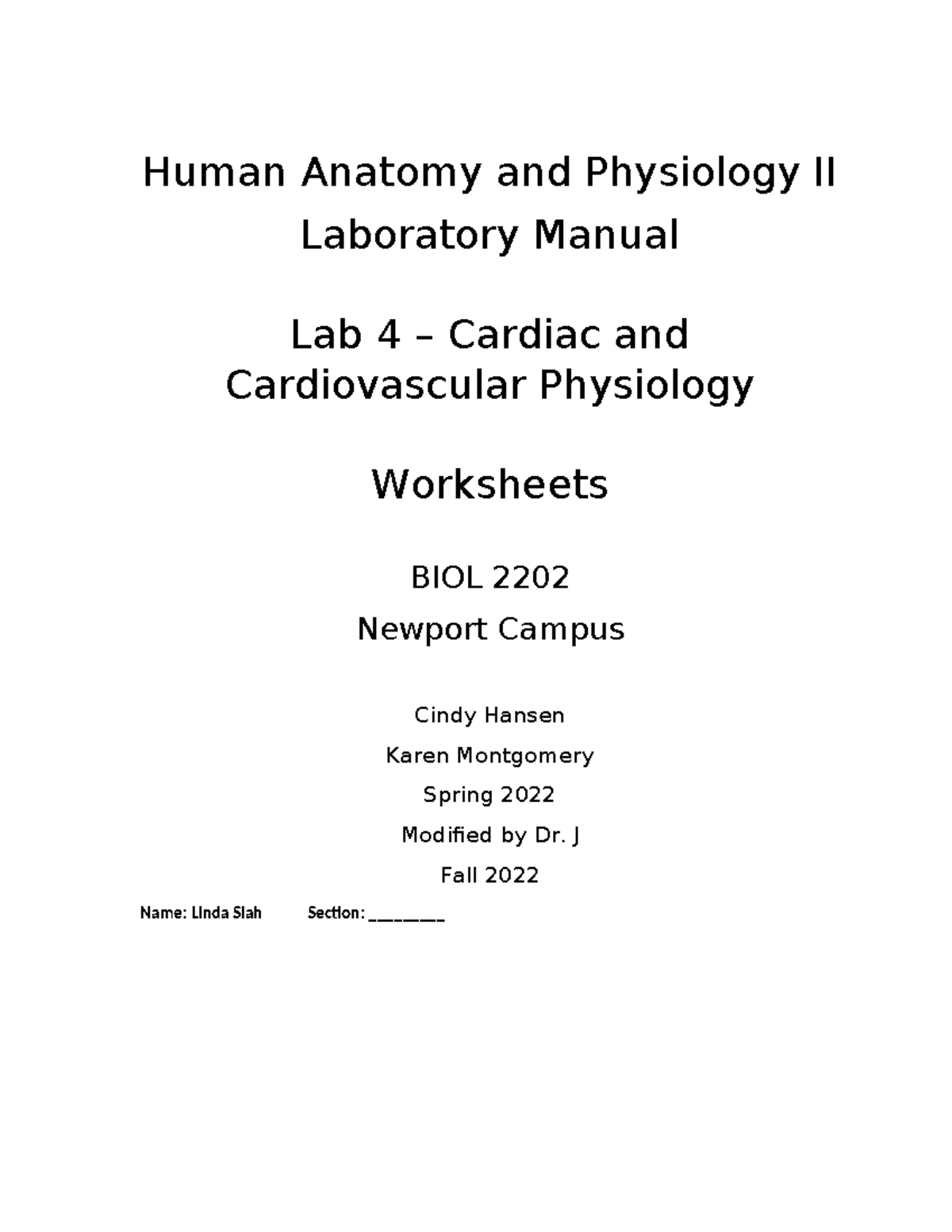 A&P worksheet - Copy - Lab assigment - Human Anatomy and Physiology II ...