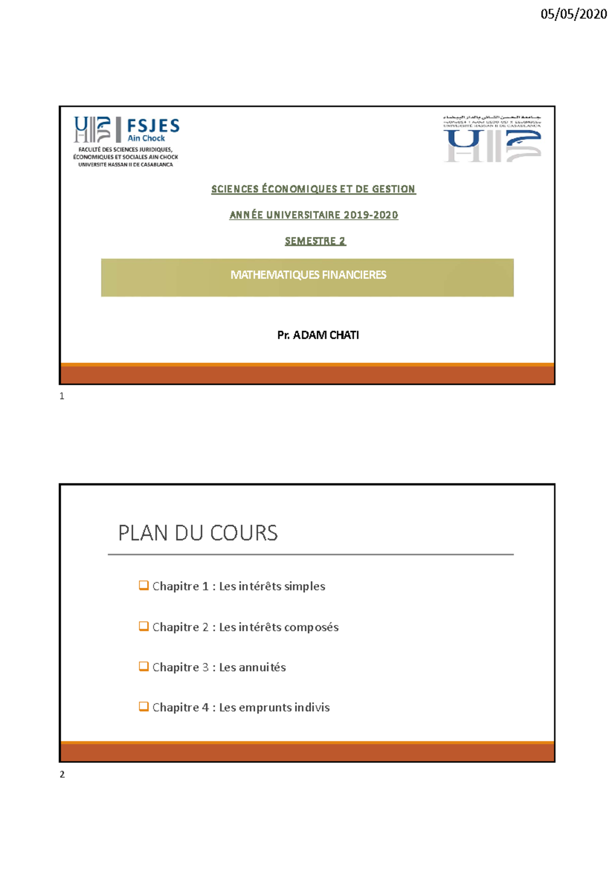 Cours MATH FIN S2 - Intéret - MATHEMATIQUES FINANCIERES SCIENCES ...