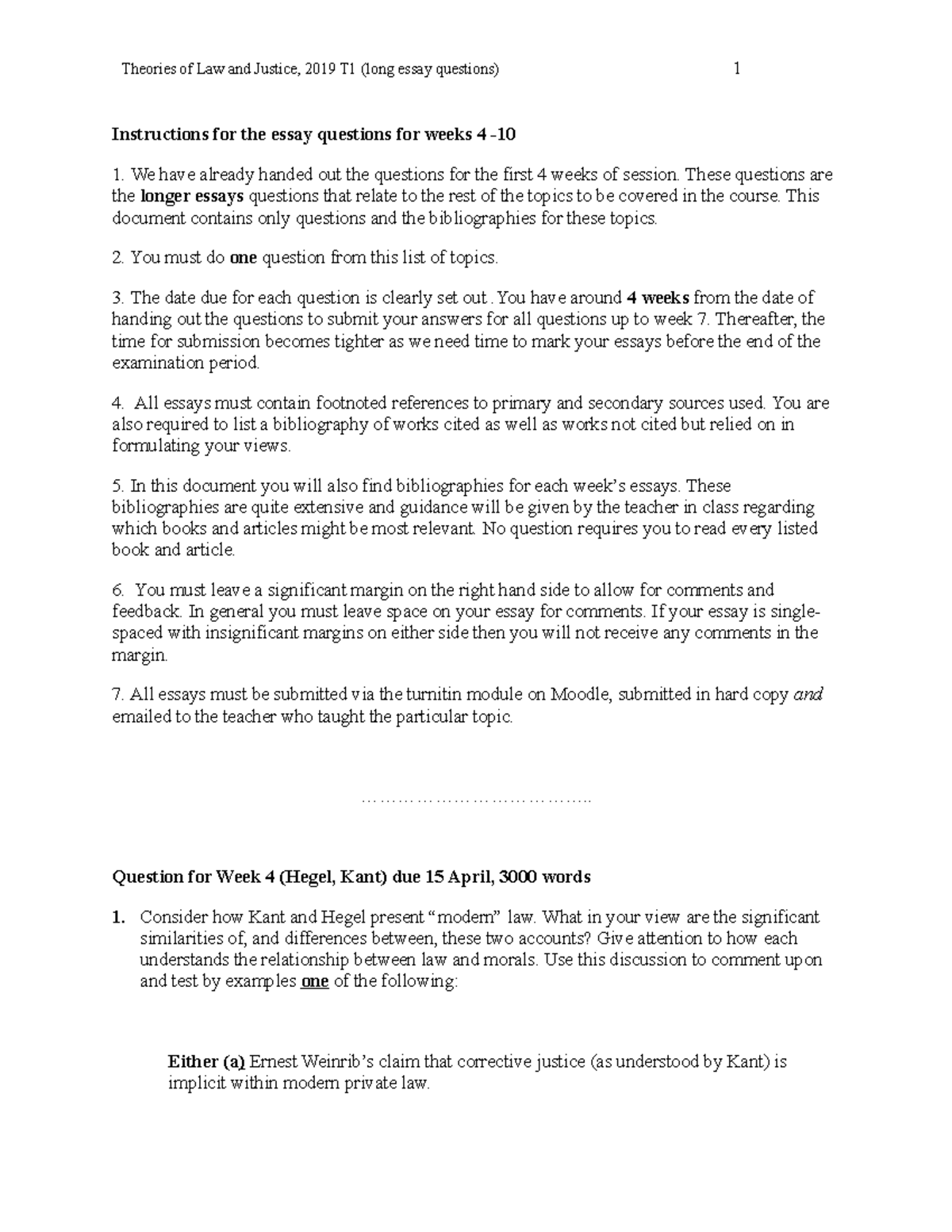 Test 2019 Questions Instructions For The Essay Questions For Weeks 4
