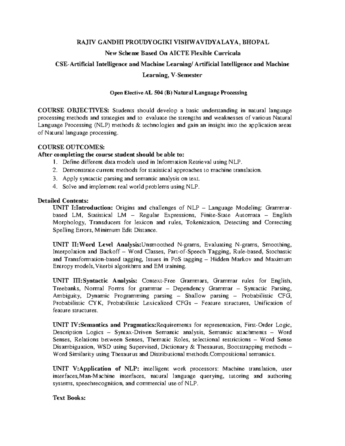 AL-504 (B) Natural Language Processing - RAJIV GANDHI PROUDYOGIKI ...