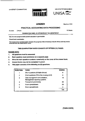 Assessment 3 Attempt review 2 - AIN2601 - Unisa - Studocu