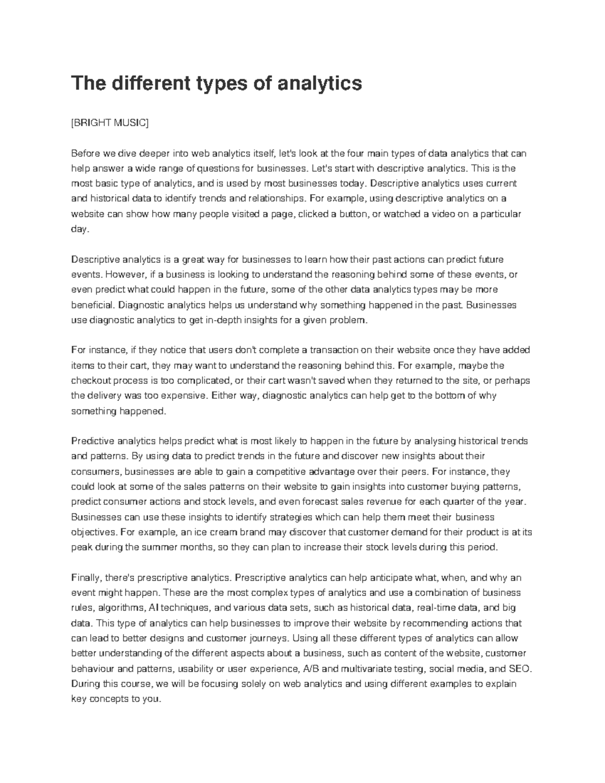 The different types of analytics - The different types of analytics ...