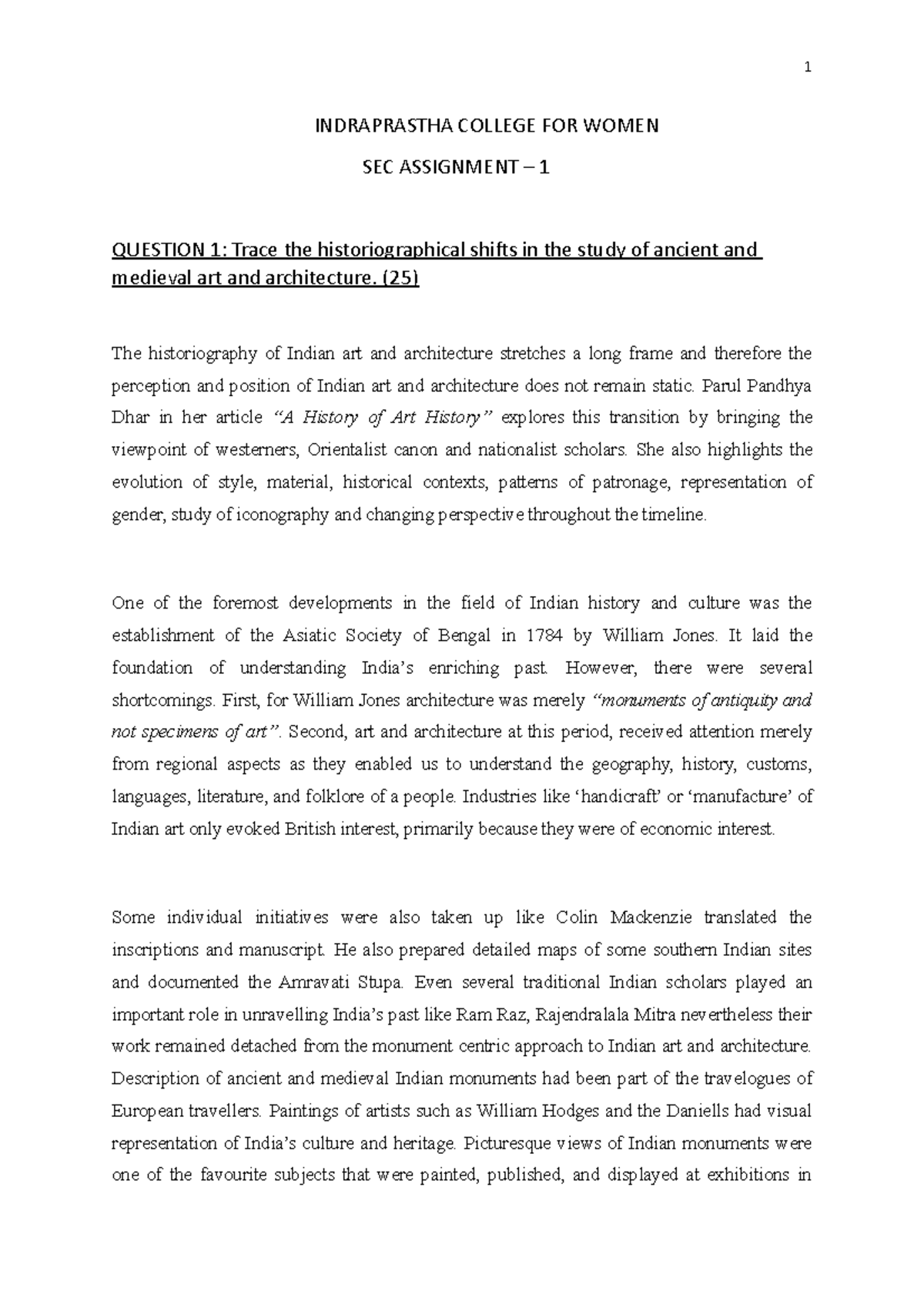 SEC 1 - assignement - INDRAPRASTHA COLLEGE FOR WOMEN SEC ASSIGNMENT – 1 ...