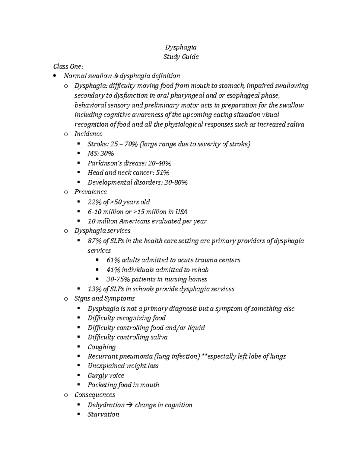 Dysphagia - Study Guide - SLP 300 - Studocu
