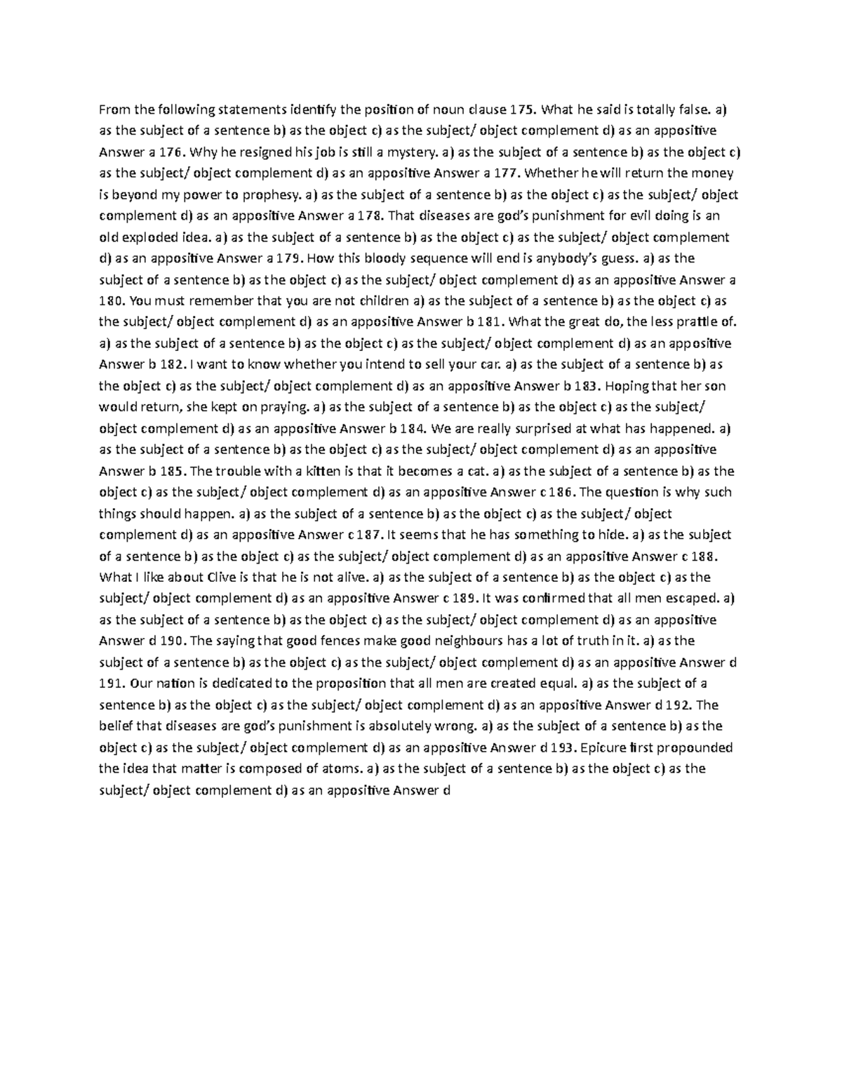 Noun Clause What He Said Is Totally False A As The Subject Of A