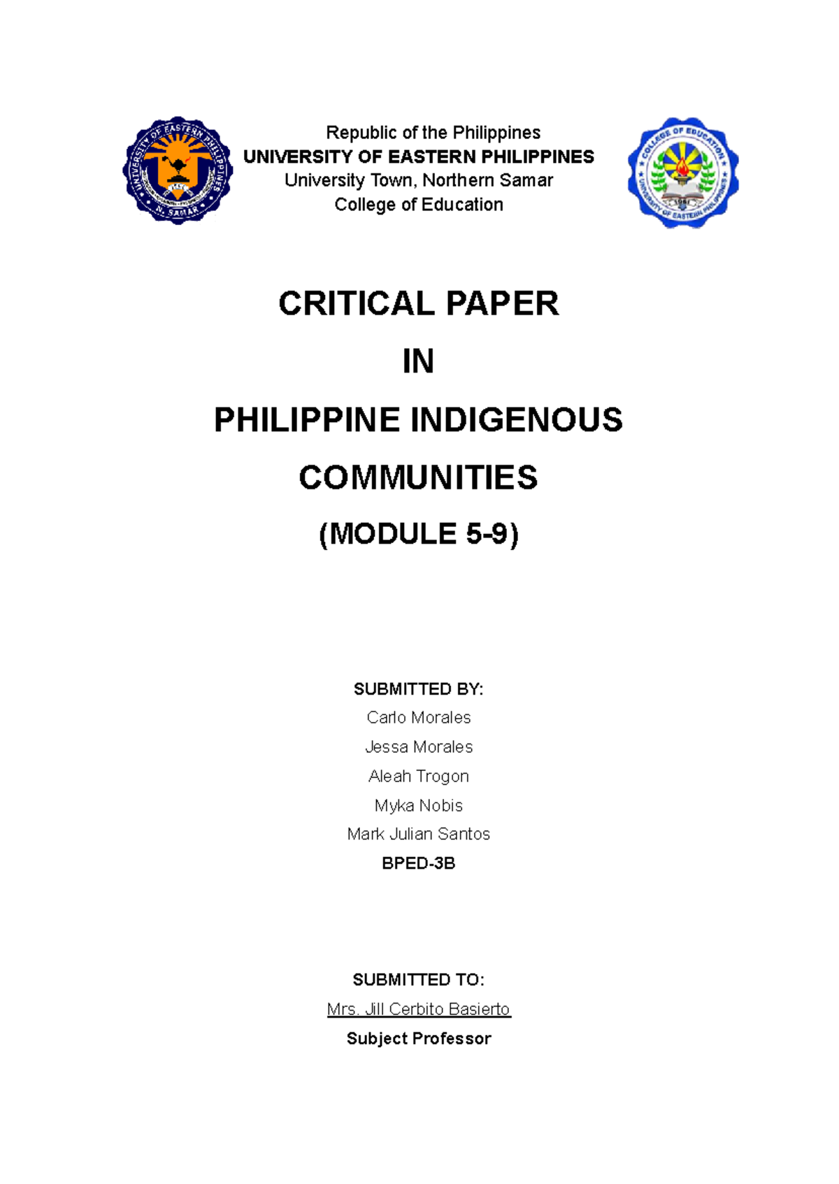 Critical Paper in IPC (module 5-9) - Republic of the Philippines ...
