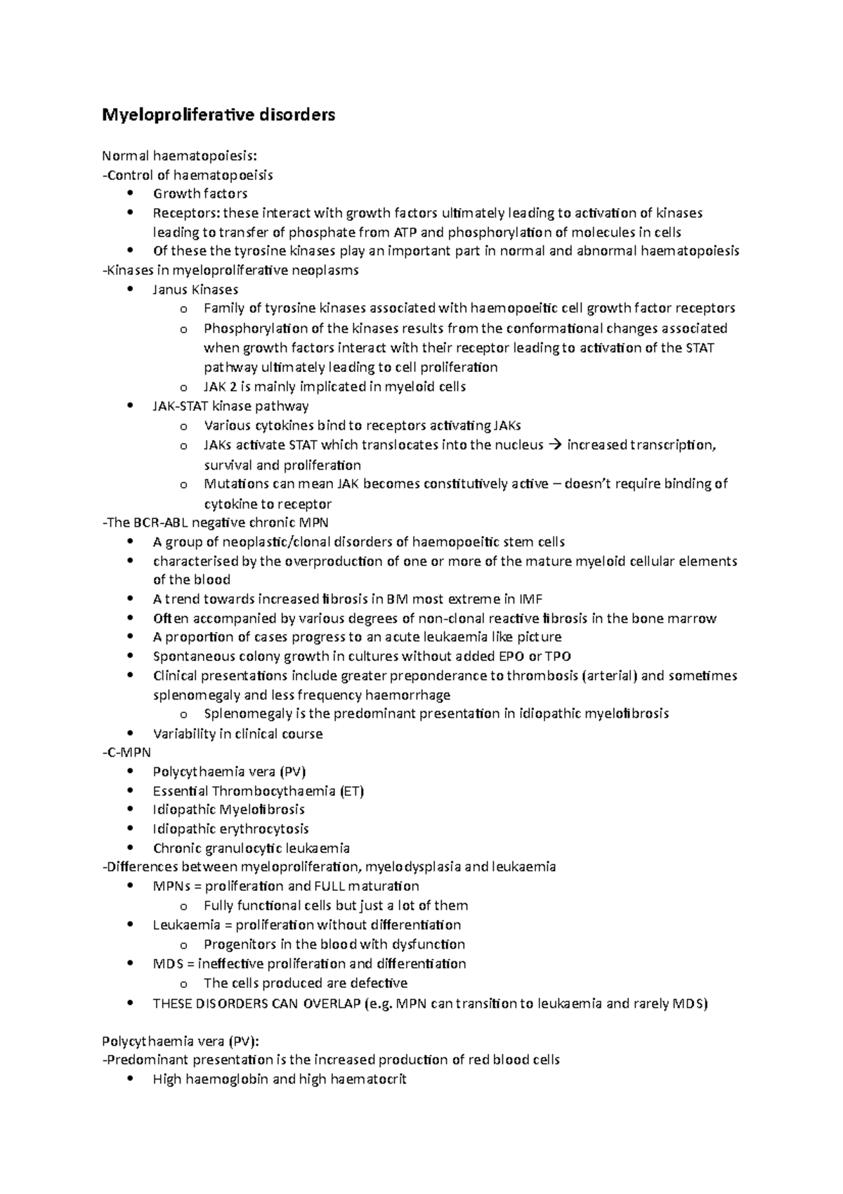 Myeloproliferative Disorders Myeloproliferative Disorders Normal Haematopoiesis Control Of
