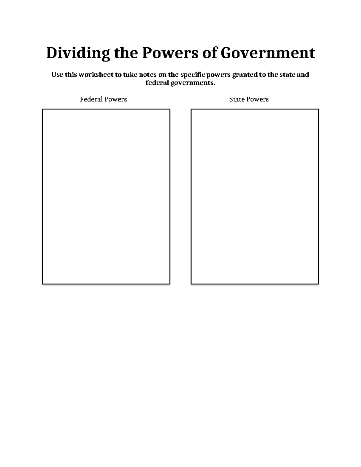Graphic Organizer - pppp0p - THE 2000 - Dividing the Powers of ...