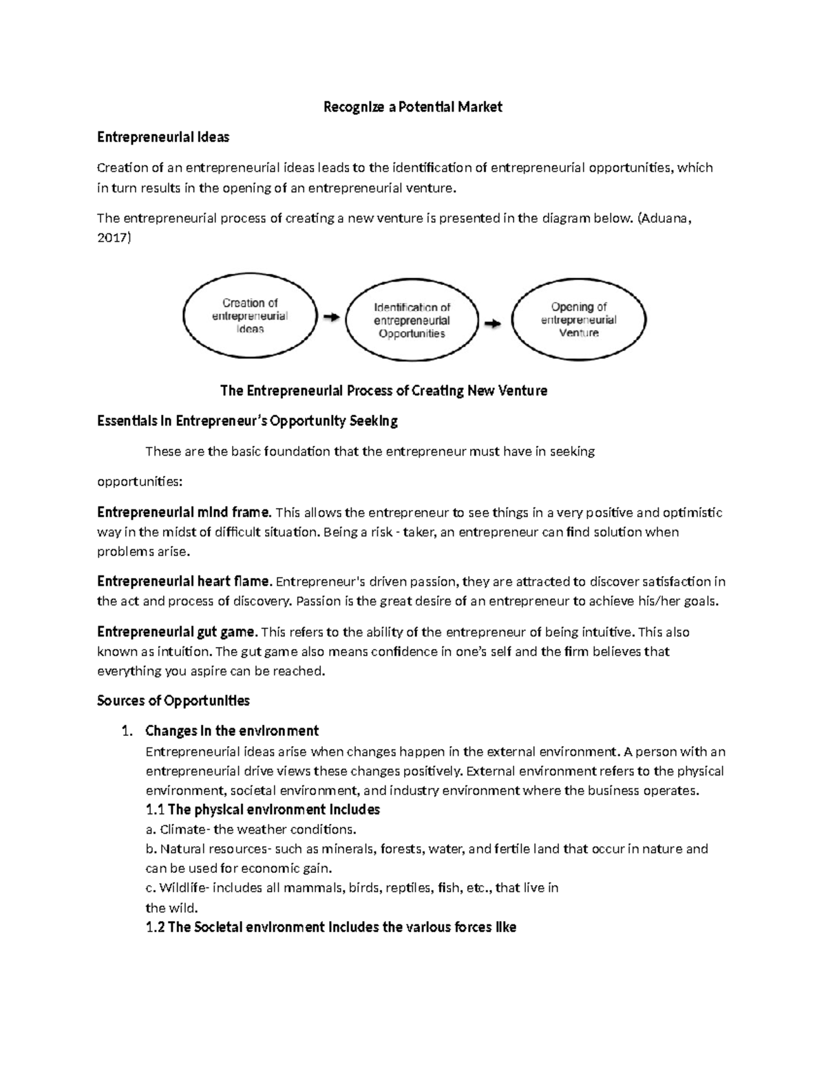Recognize a Potential Market - Recognize a Potential Market ...