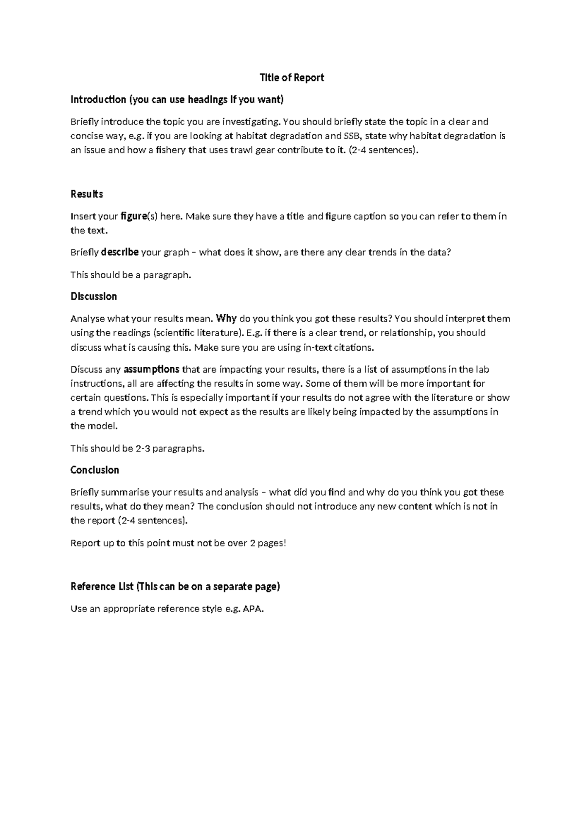 Marine 100 report template - Title of Report Introduction (you can use ...