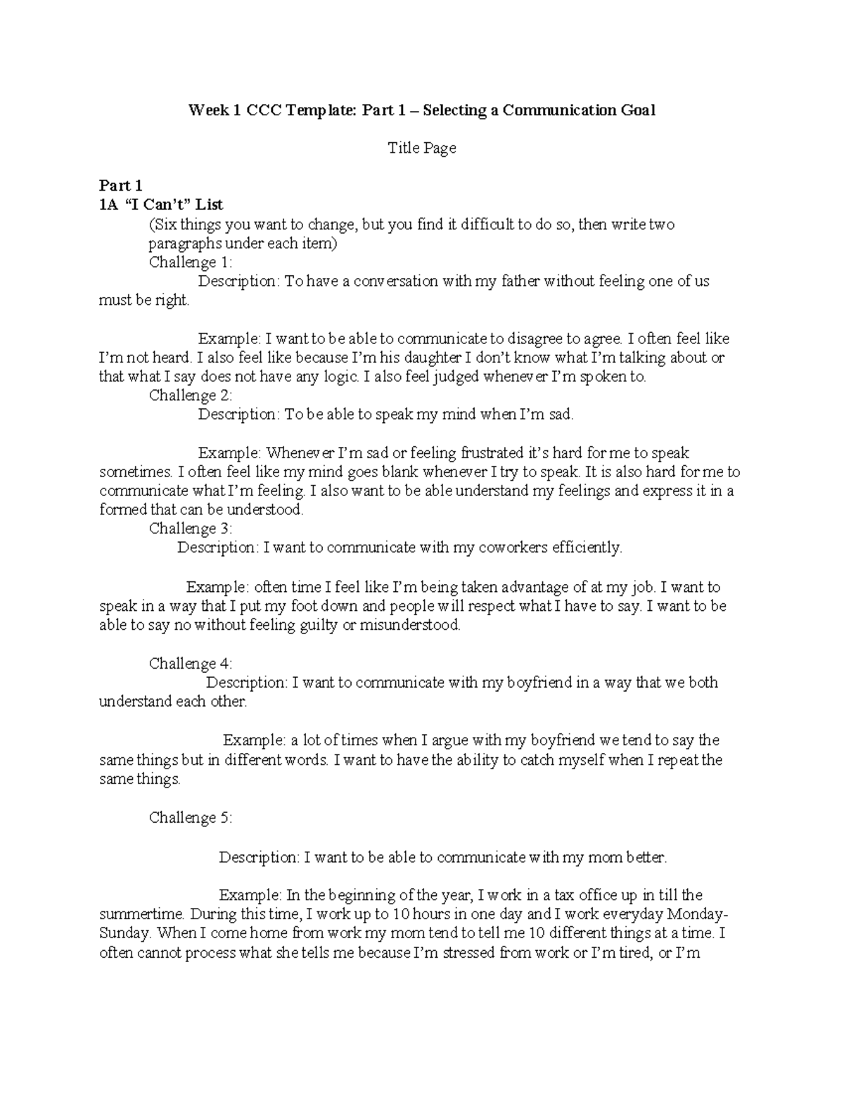 SPCH277 Week 1 CCC Template 1-2 - Week 1 CCC Template: Part 1 ...