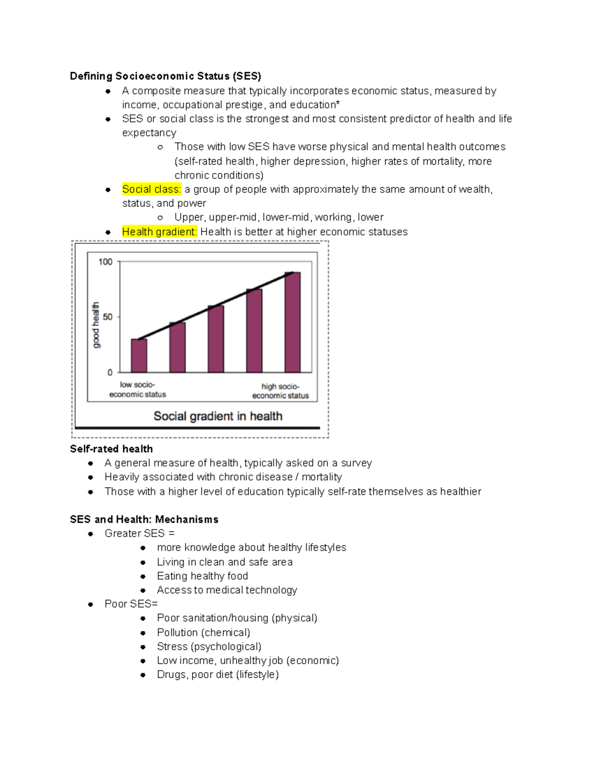 SOC 230-SES and Health - Defining Socioeconomic Status (SES) A ...