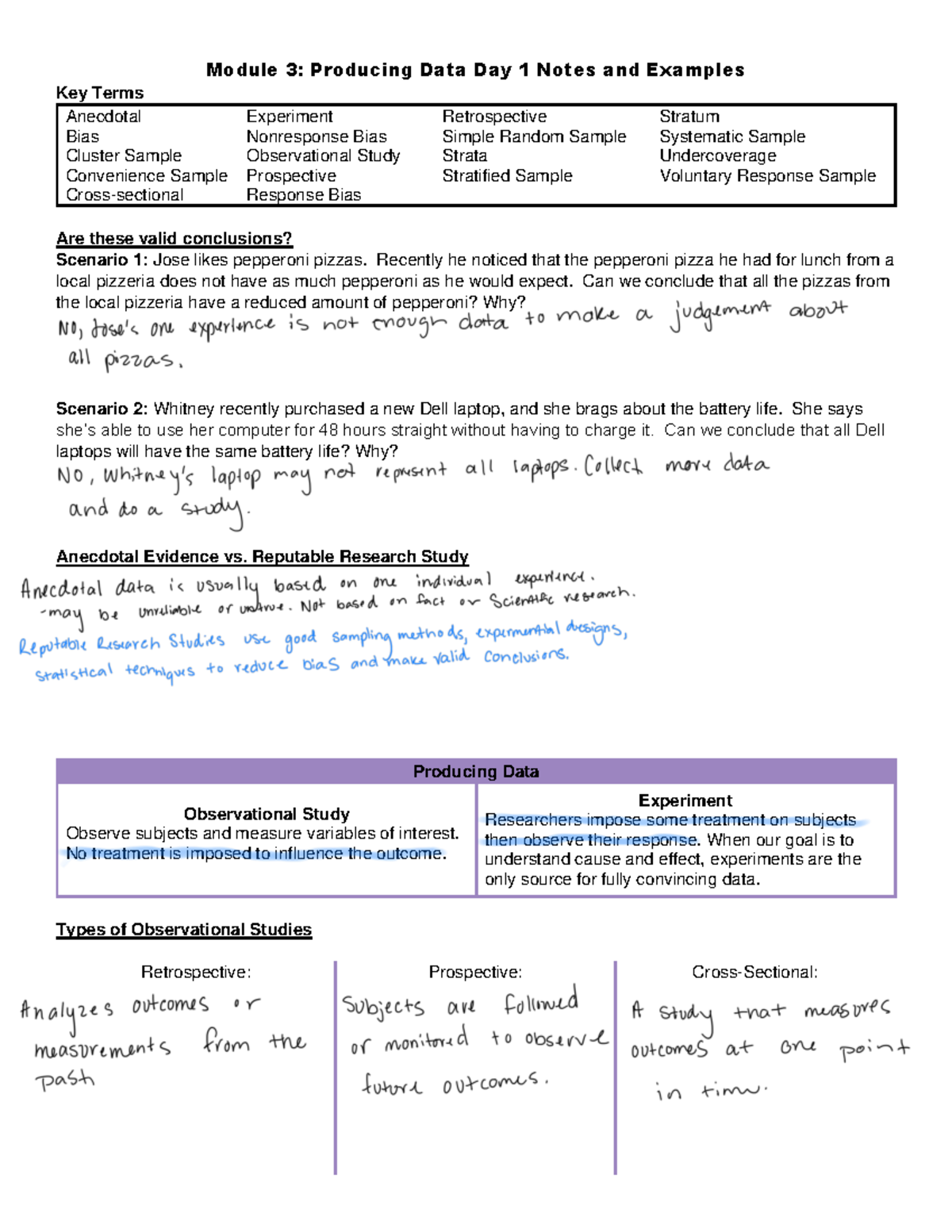 M3D1+Notes - Chapter 3 notes about producing data. It covers ...