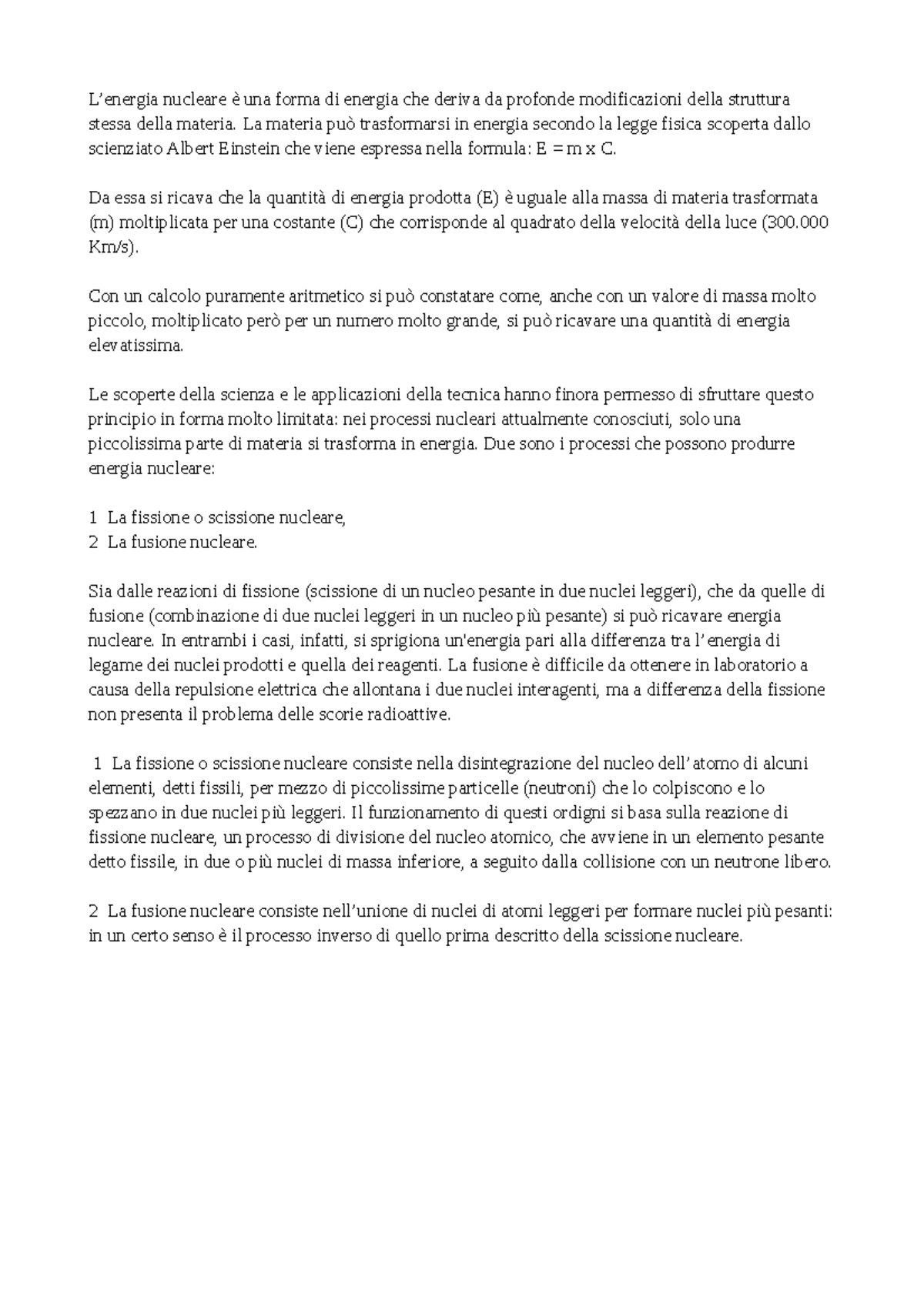 Il nucleare - fisica - L’energia nucleare è una forma di energia che ...