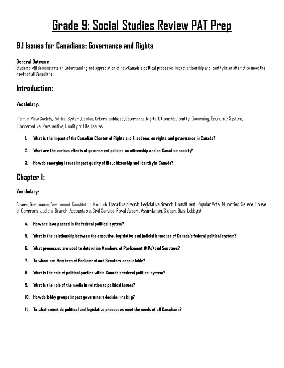 Grade 9 Social Studies Total Review - Grade 9: Social Studies Review ...