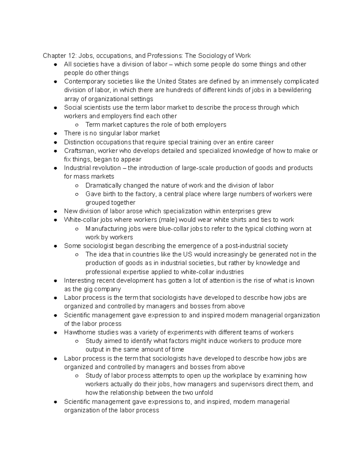 Chapter 12 - Chapter 12: Jobs, occupations, and Professions: The ...