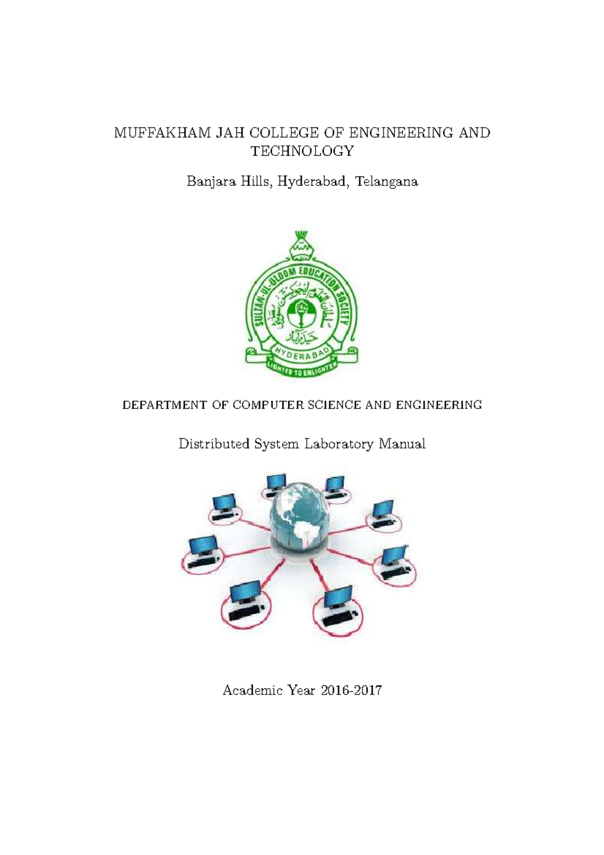Dis-systems-manual - Distributed system lab - MUFFAKHAM JAH COLLEGE OF ENGINEERING AND ...