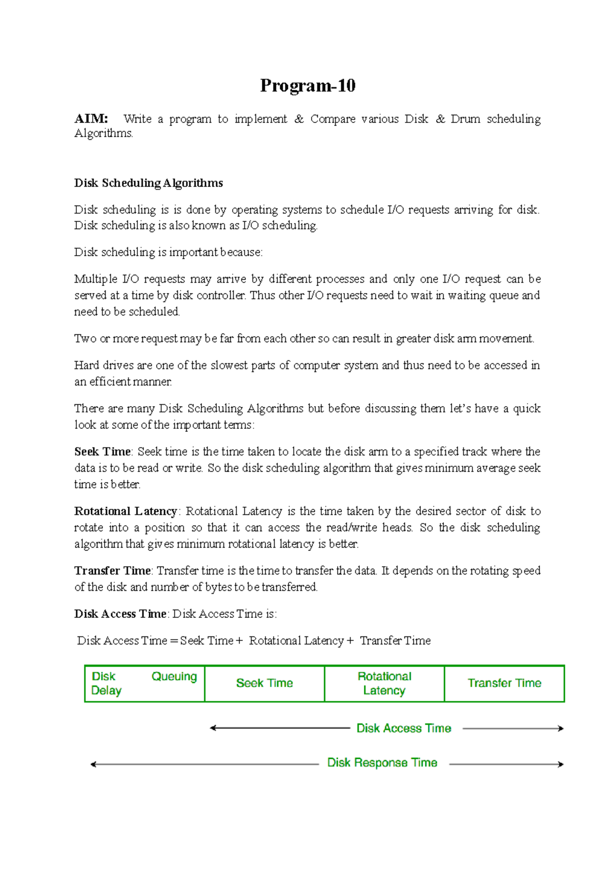 Cs 405 Lm Exp10 Operating System Lab Program Aim Write A Program To Implement And Compare