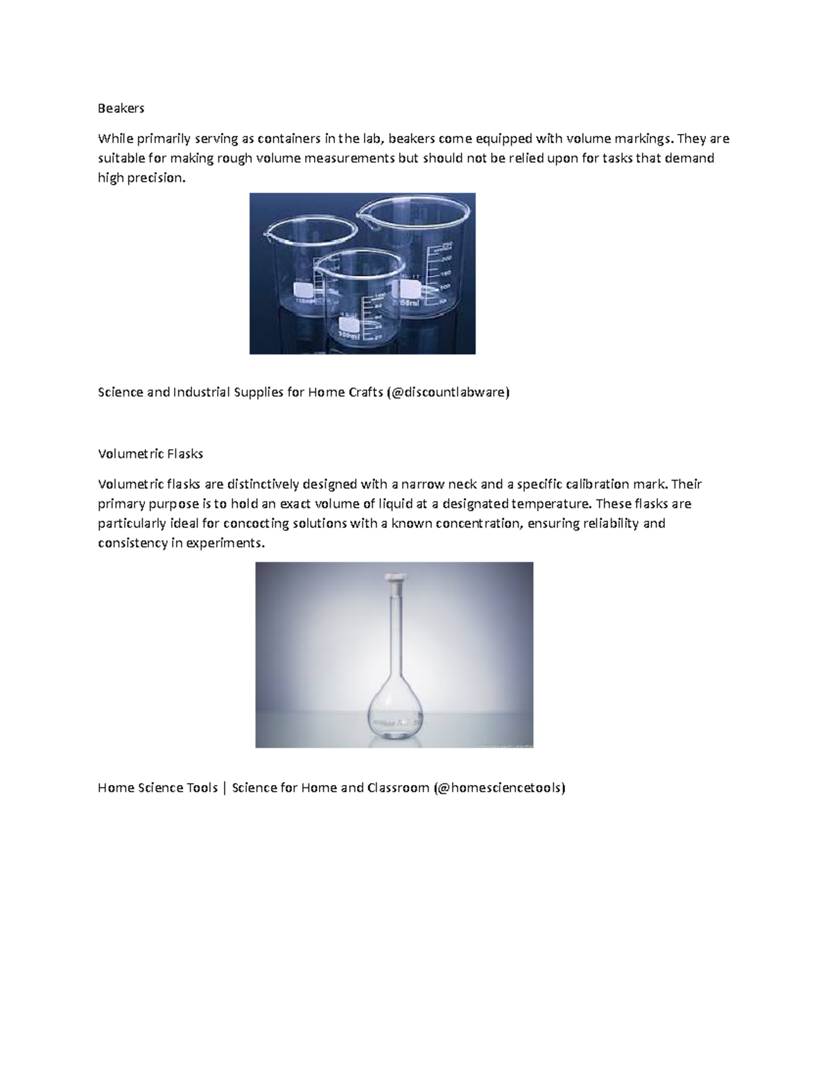 Lab instruments for measurement - Beakers While primarily serving as ...
