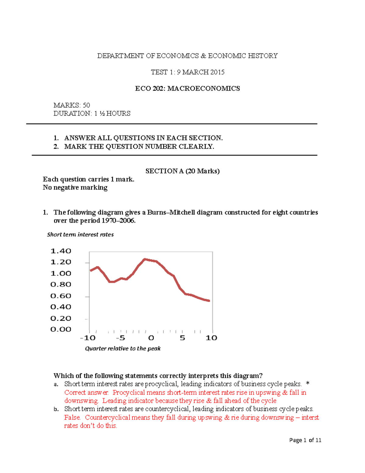 Economics March Test 1 - DEPARTMENT OF ECONOMICS & ECONOMIC HISTORY ...