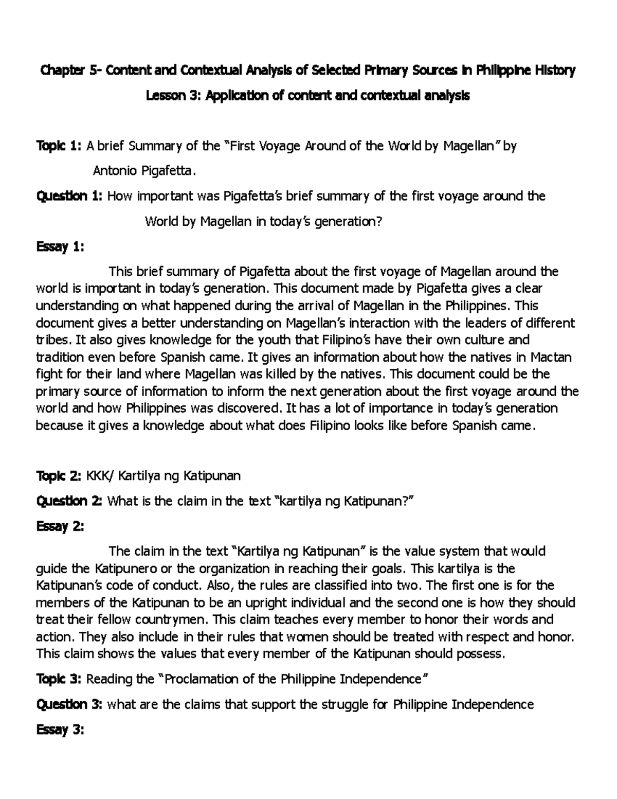 Chapter 5 - Content and Contextual Analysis - Question 1: How important ...