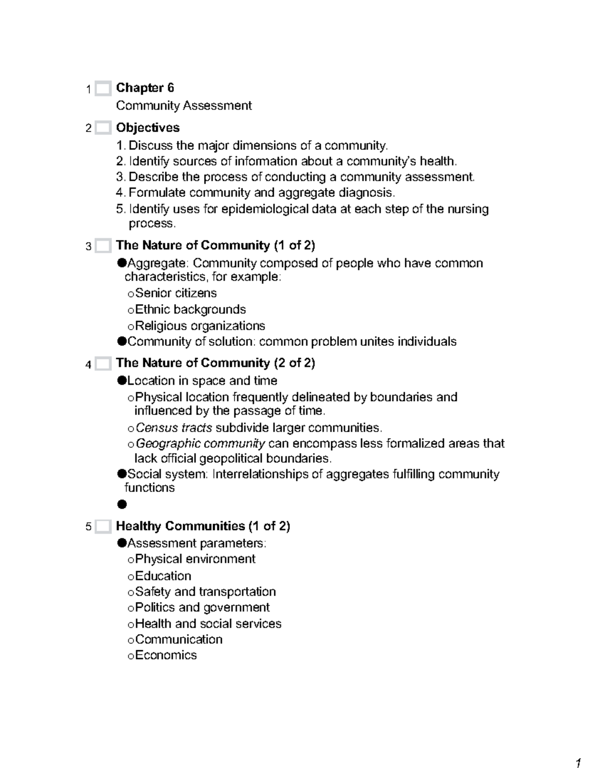 Community Assessment - Professor Asterilla - 1 Chapter 6 Community ...