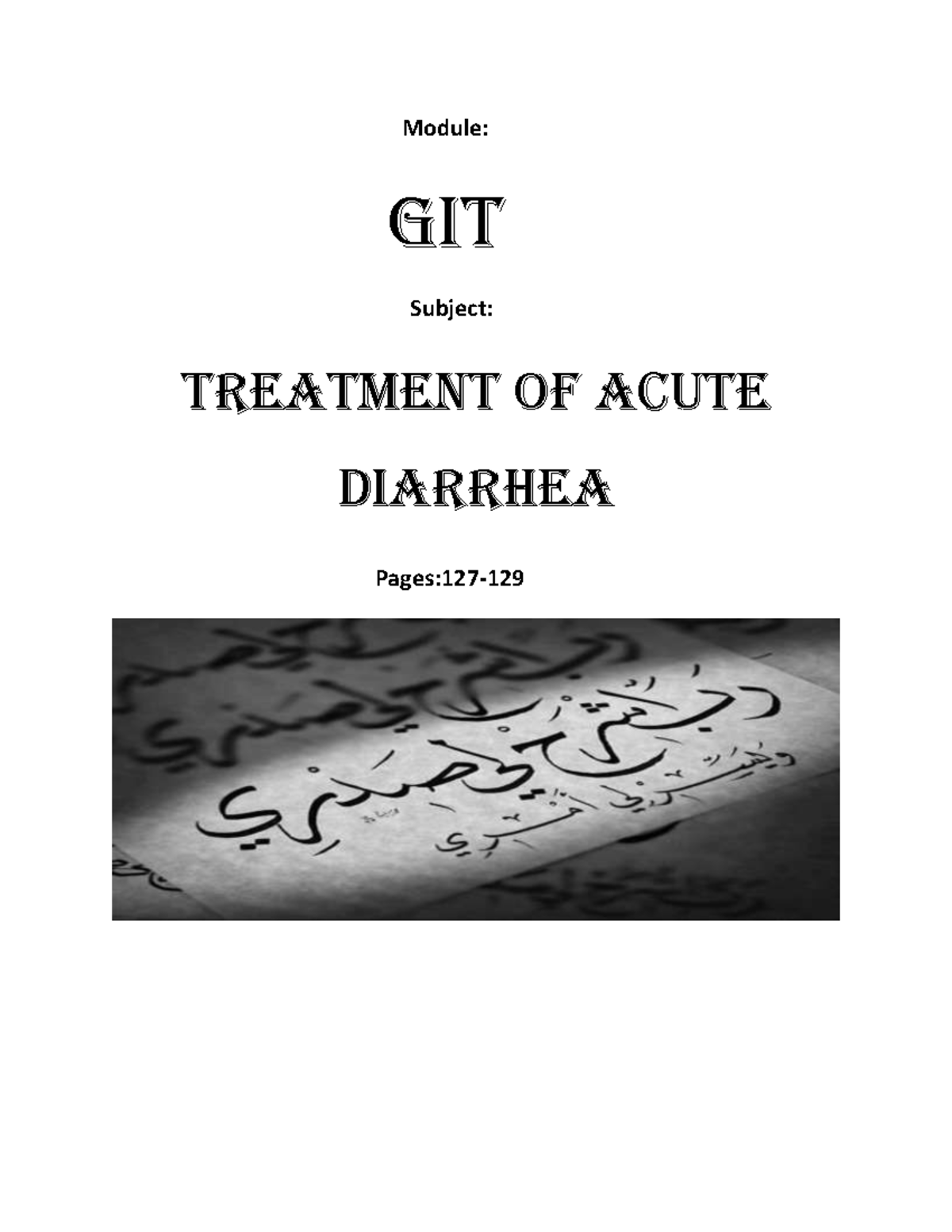 Pharma of diarrhea - Pathology - Module: GIT Subject: Treatment of ...