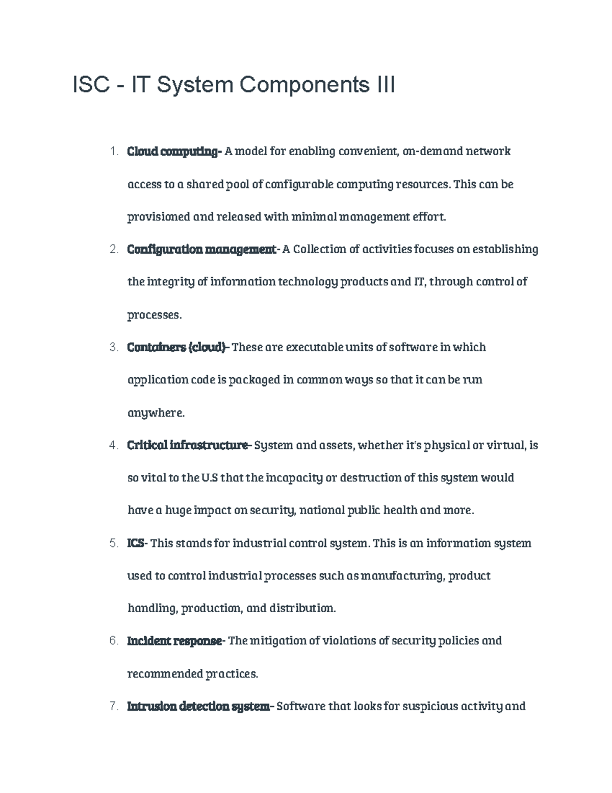 ISC - IT System Components III - ISC - IT System Components III Cloud ...
