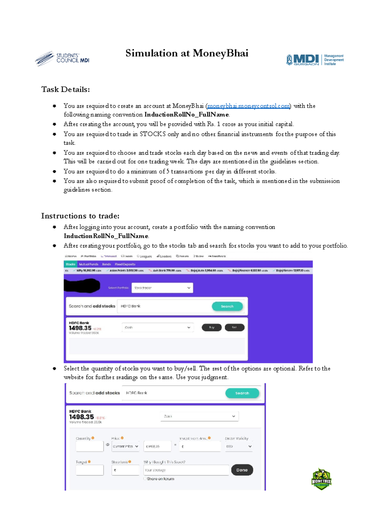 Task Money Matrix - Material practice - Simulation at MoneyBhai Task ...