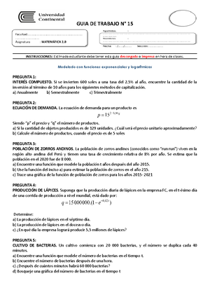 Solucionario - PC2 - A - 2023- 20 - Solucionario Practica Calificada de: Matemática 2 - A ...