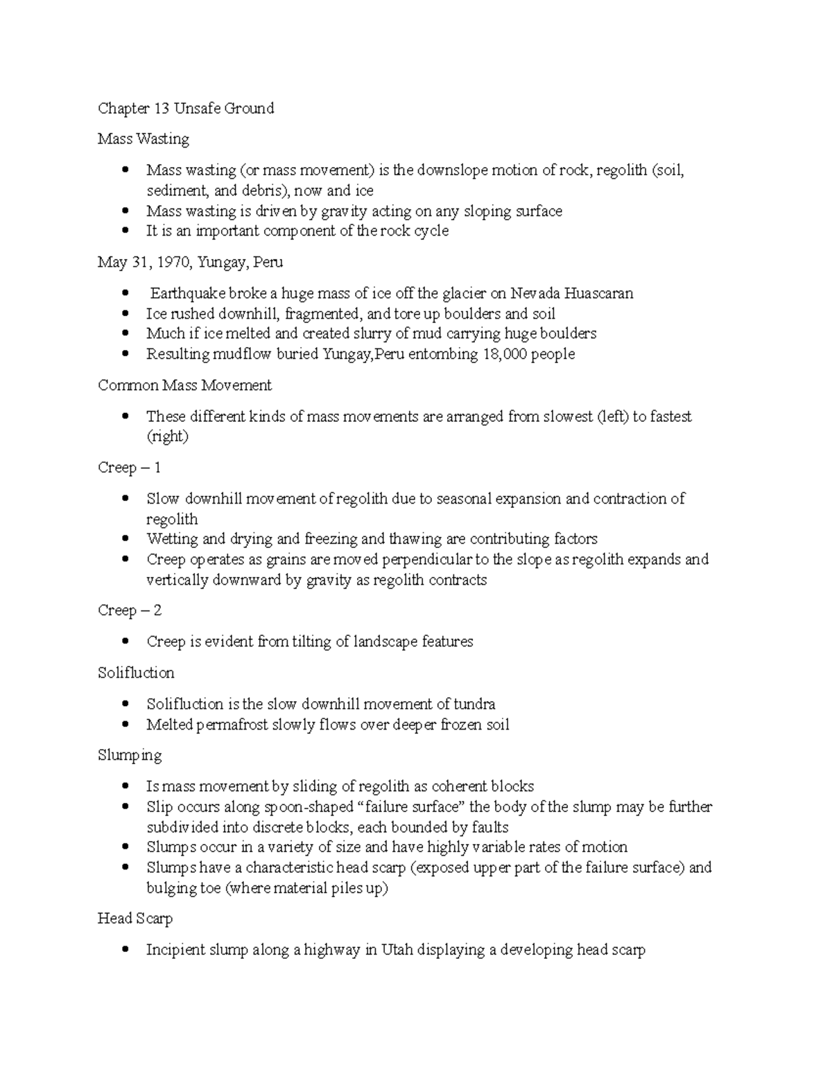Geology Chapter 13 - PowerPoint Notes - Chapter 13 Unsafe Ground Mass ...