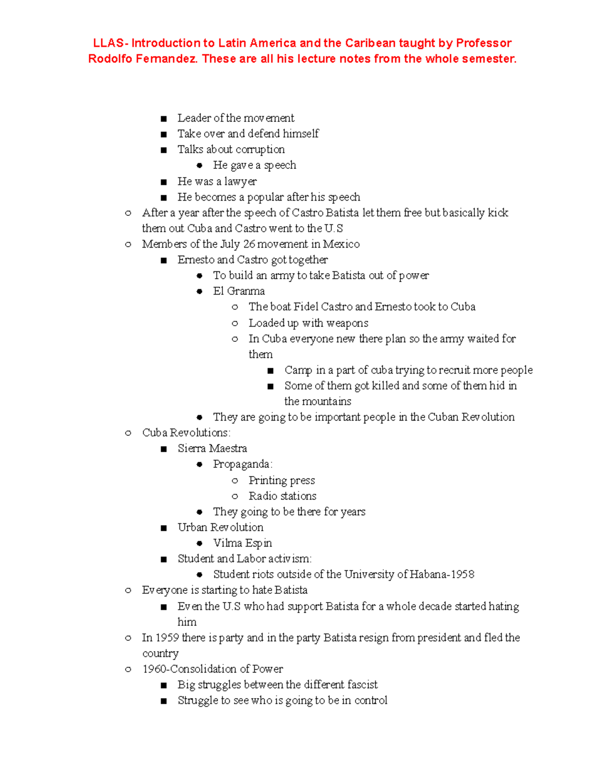 LLAS- Introduction to Latin America and the Caribean taught by ...