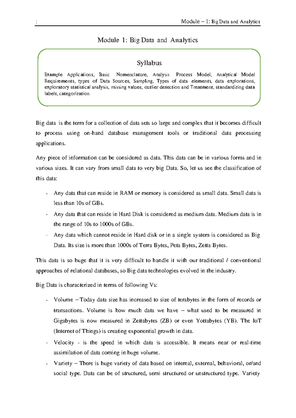 BDA-Module 1 - mca - Module 1: Big Data and Analytics Syllabus Example ...