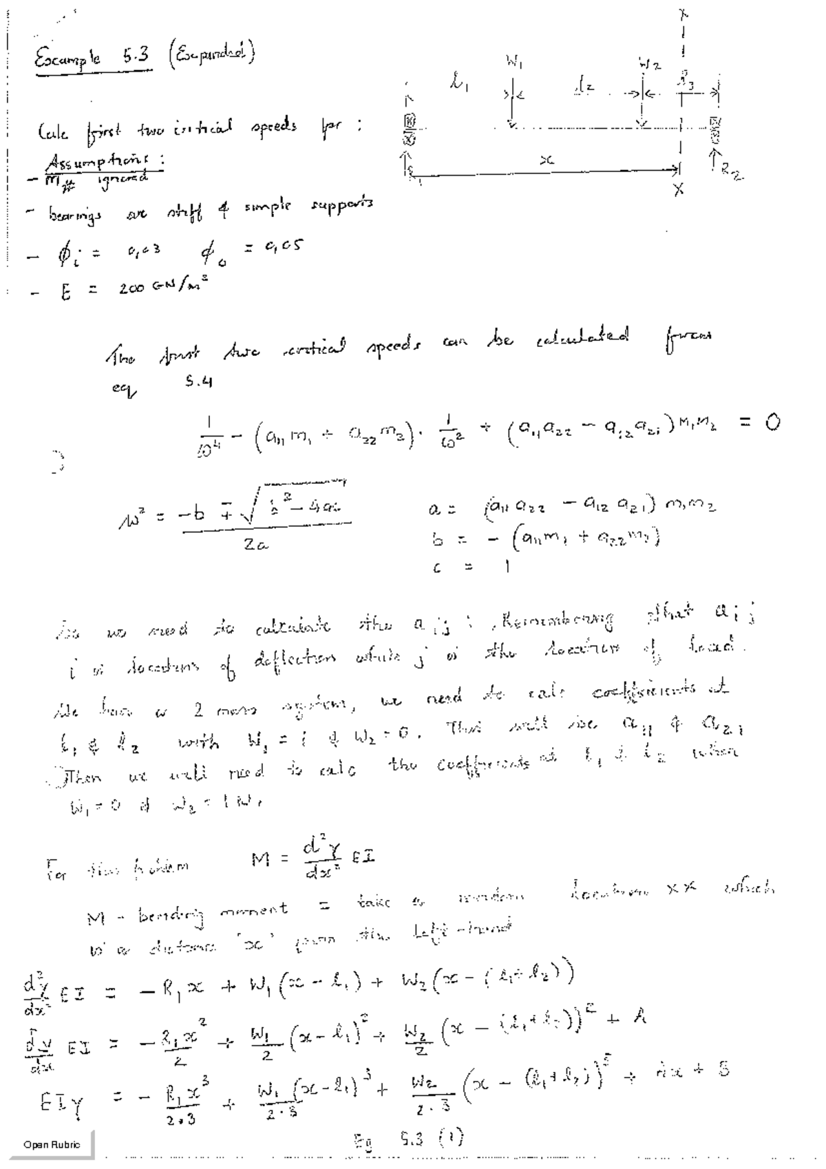 Critical Speed Example 5 3 expanded - MEE 221 - Open Rubric - Studocu