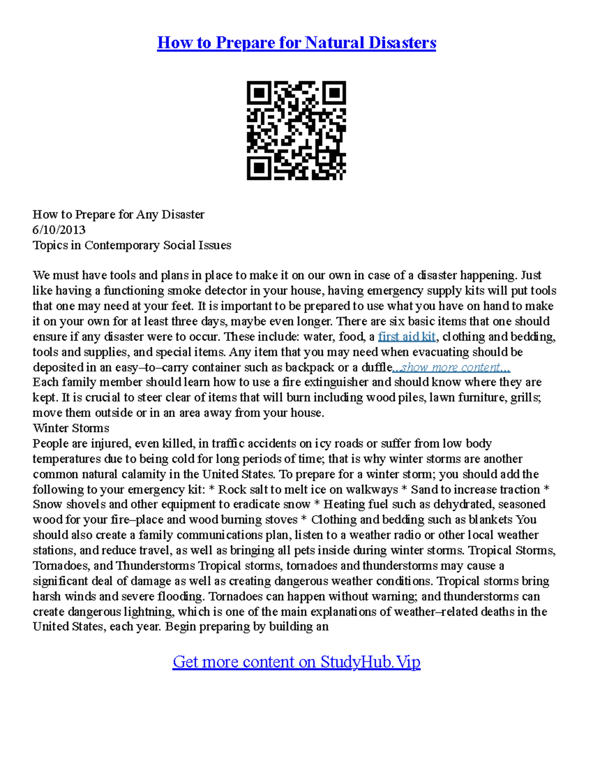 Essay About Natural Disasters - How to Prepare for Natural Disasters ...