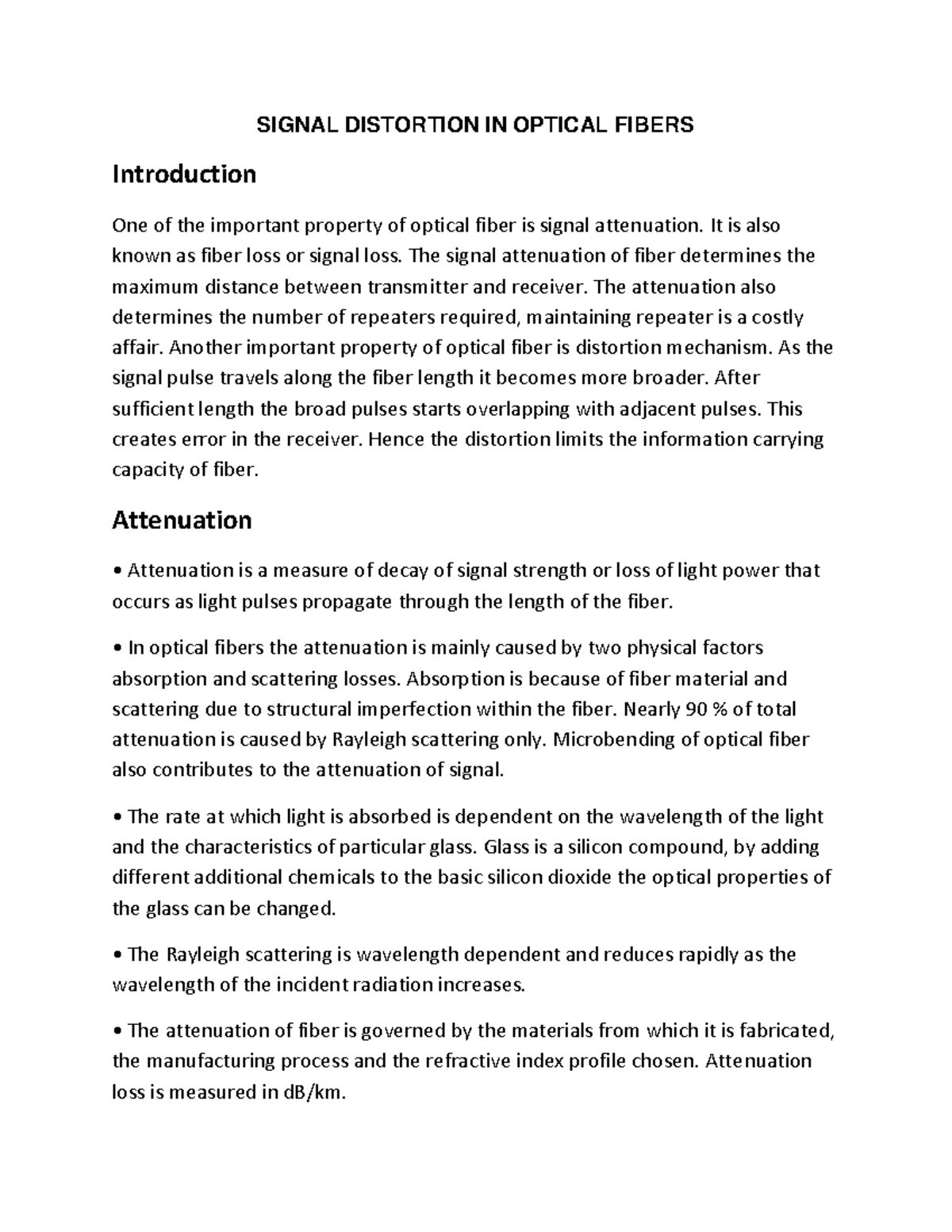 Signal Distortion IN Optical Fibers - SIGNAL DISTORTION IN OPTICAL ...