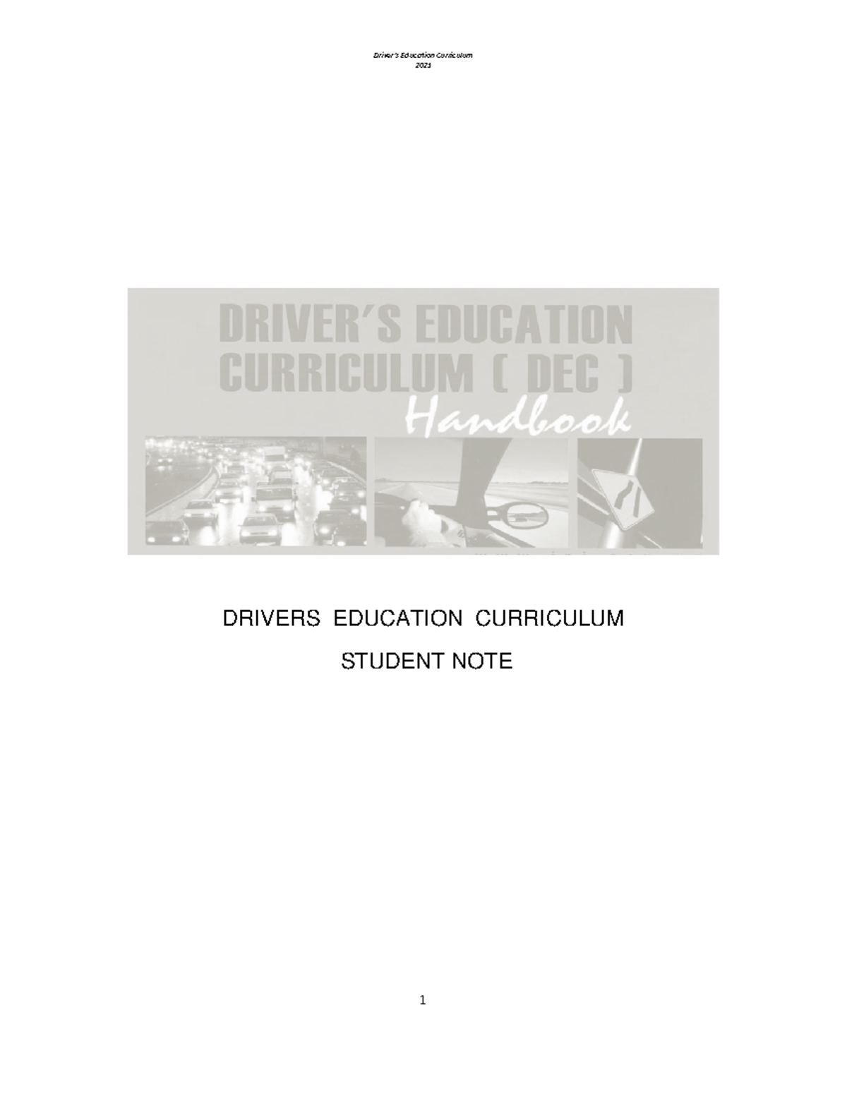 KPP English Handout B B2 - DRIVERS EDUCATION CURRICULUM STUDENT NOTE ...