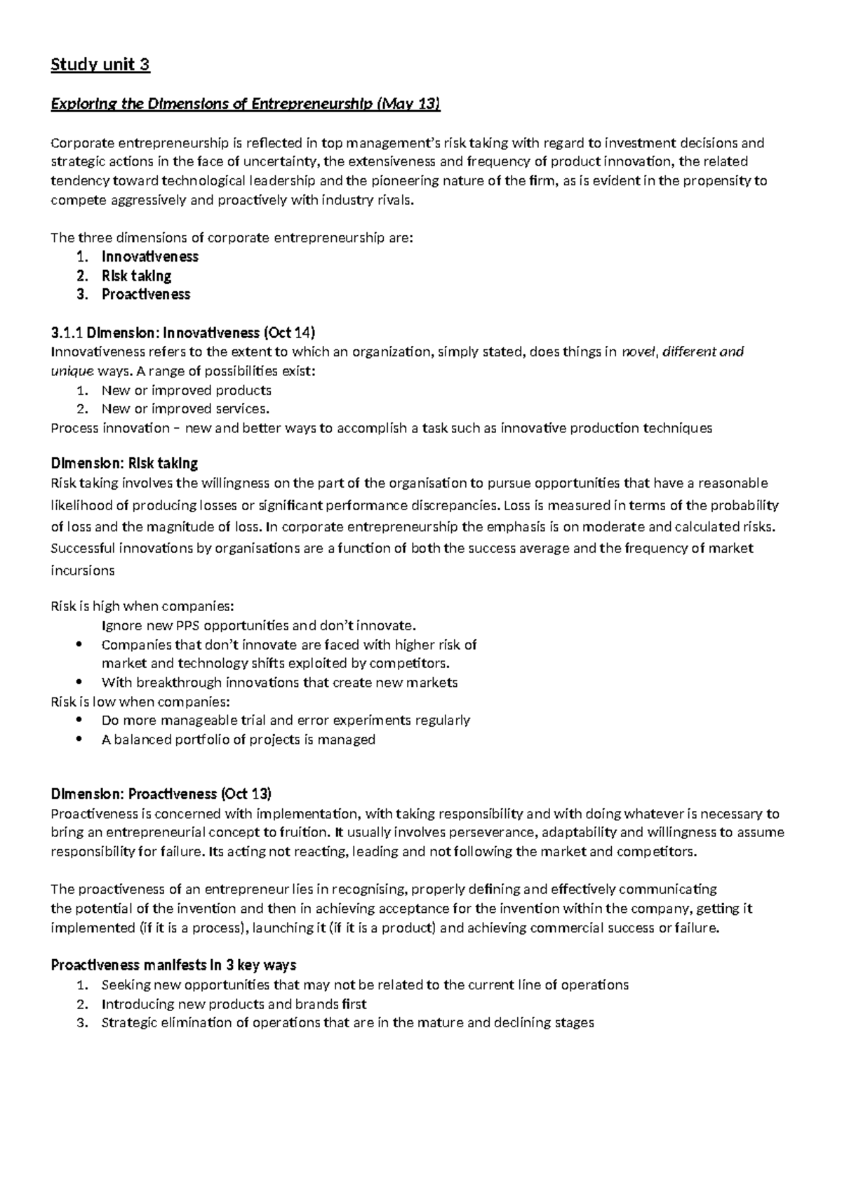 Typical-exam questions - Study unit 3 Exploring the Dimensions of ...
