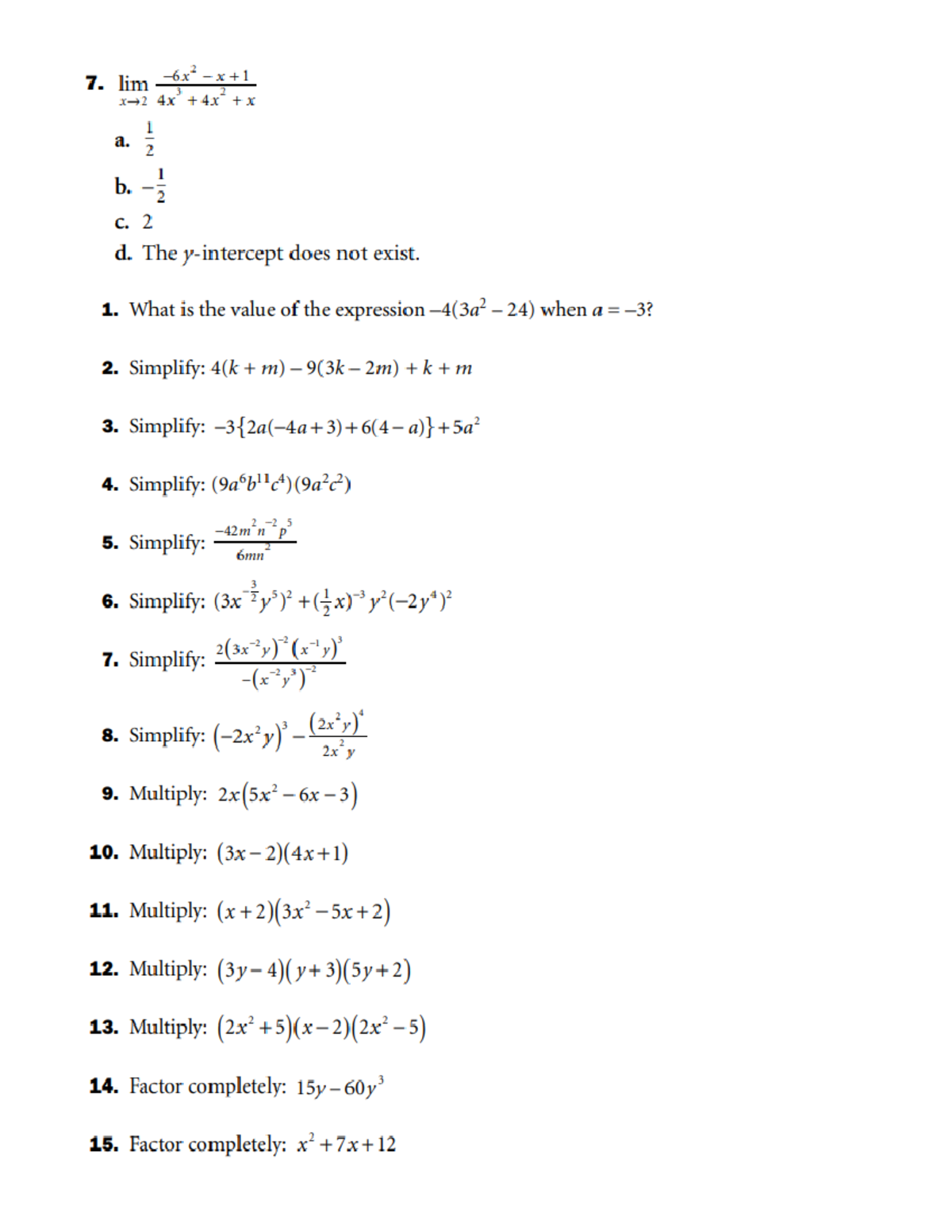 Review- Calculus- Practice - Science,Technology,Engineering and Math ...