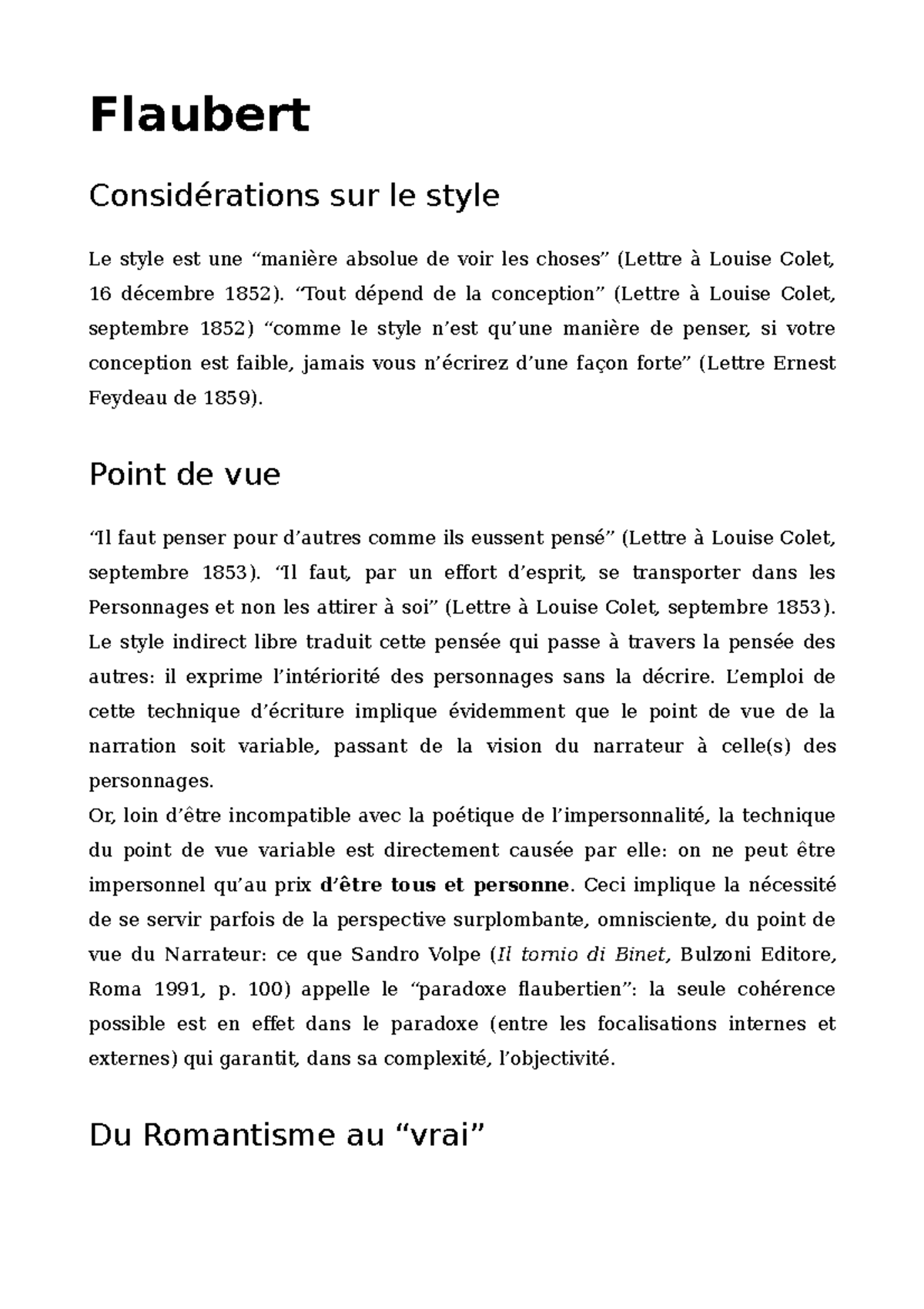 Considérations sur le style - Flaubert Considérations sur le style Le ...