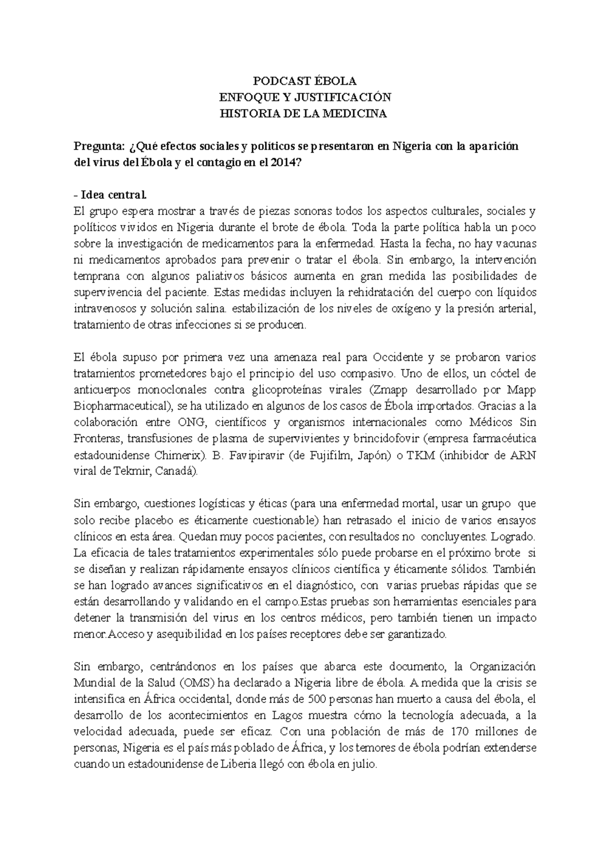 ÉBOLA - kjkjl - PODCAST ÉBOLA ENFOQUE Y JUSTIFICACIÓN HISTORIA DE LA ...