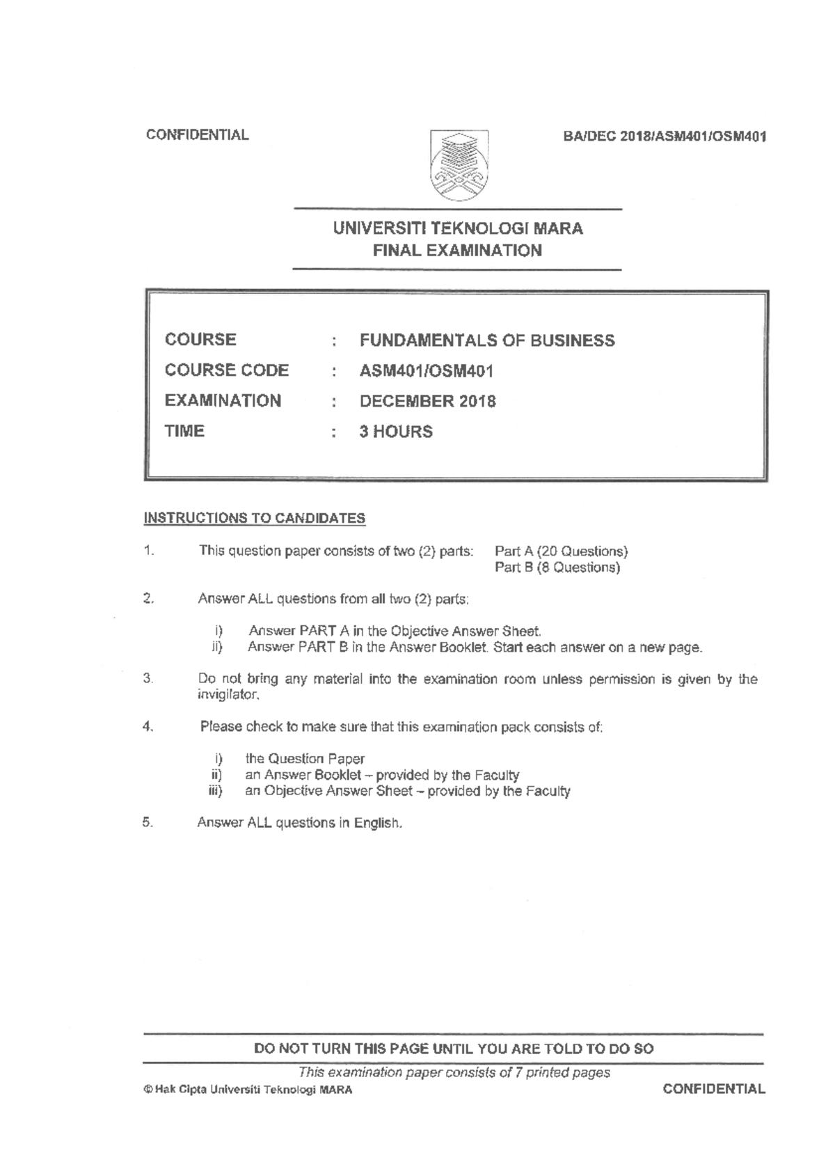past year's question of business fundamentals - Fundamental of business ...