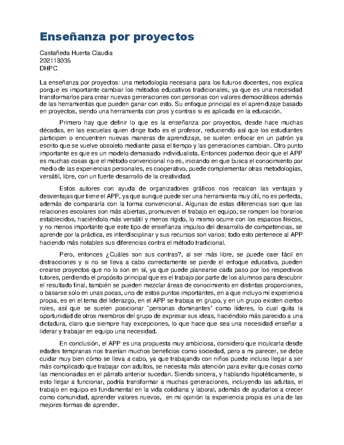 Enseñanza por proyectos - Enseñanza por proyectos Castañeda Huerta ...