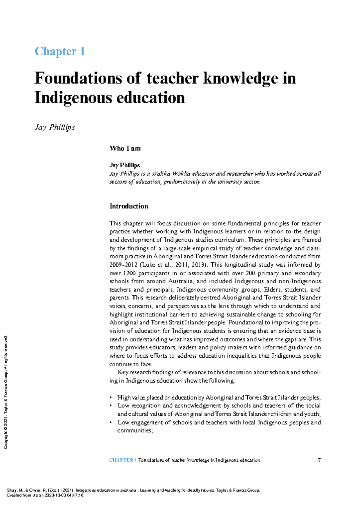 Indigenous Education in Australia Learning and Tea - Chapter 1 ...