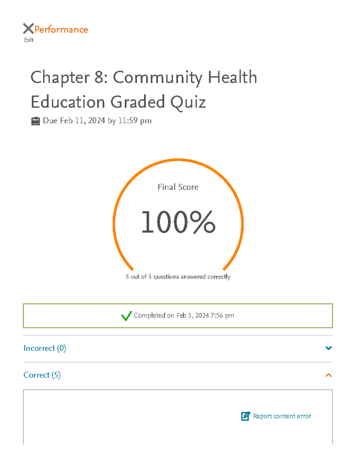 444 Sherpath Chapter 8 - Exit Performance Chapter 8: Community Health ...