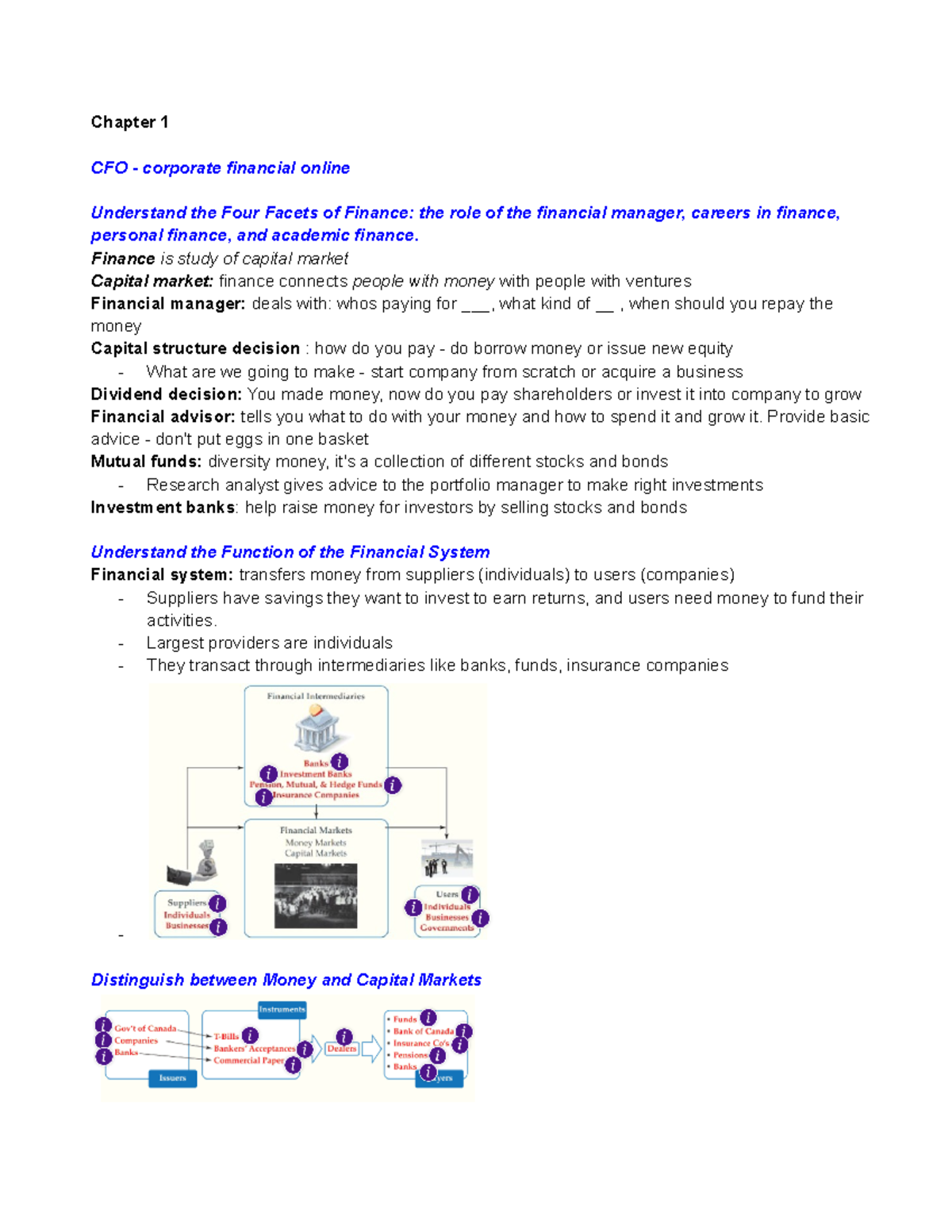 Finance textbook notes - Chapter 1 CFO - corporate financial online ...
