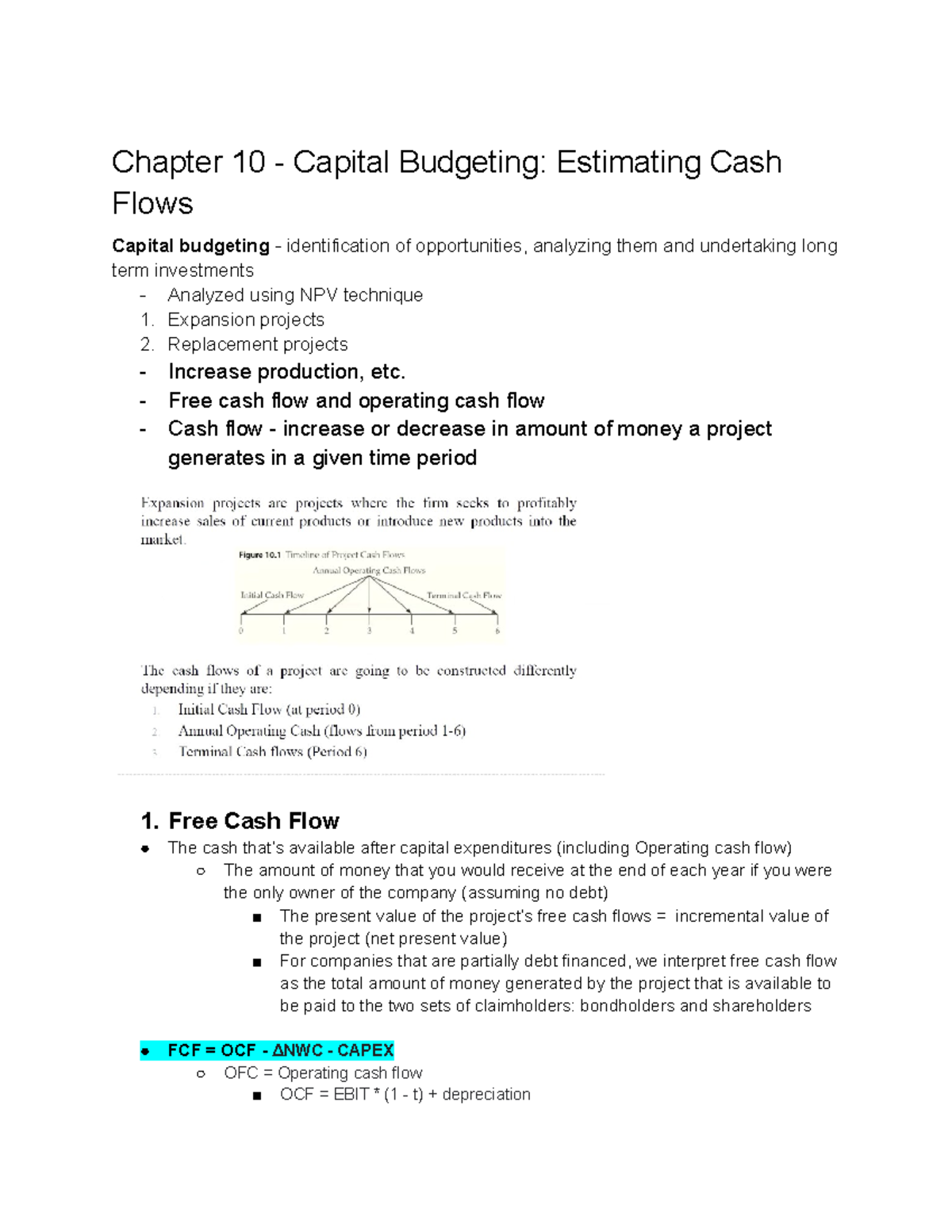 Chapter 10 - Capital Budgeting Estimating Cash Flows - Expansion ...