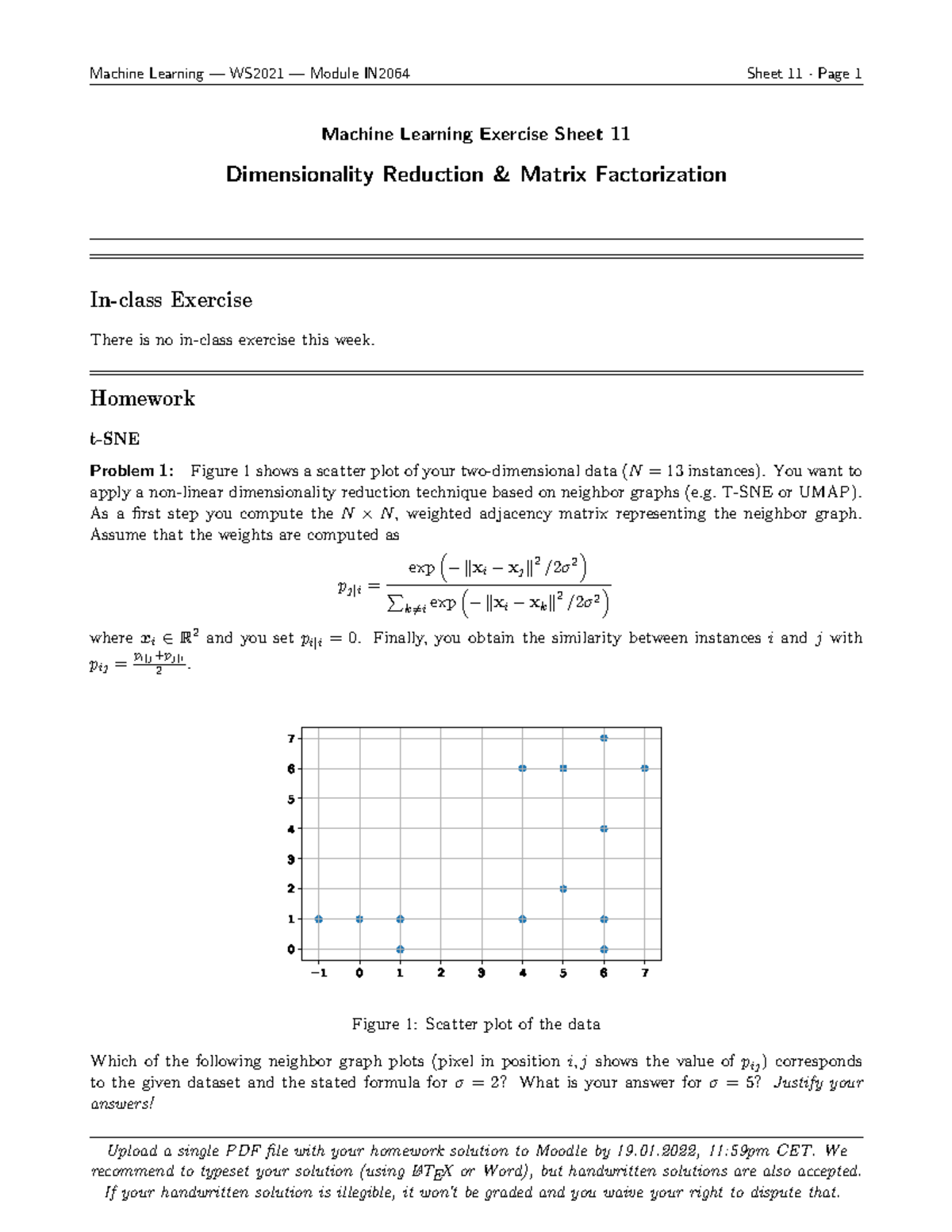 Exercise 11 dim reduction - Machine Learning — WS2021 — Module IN2064 Sheet 11·Page 1 Machine ...