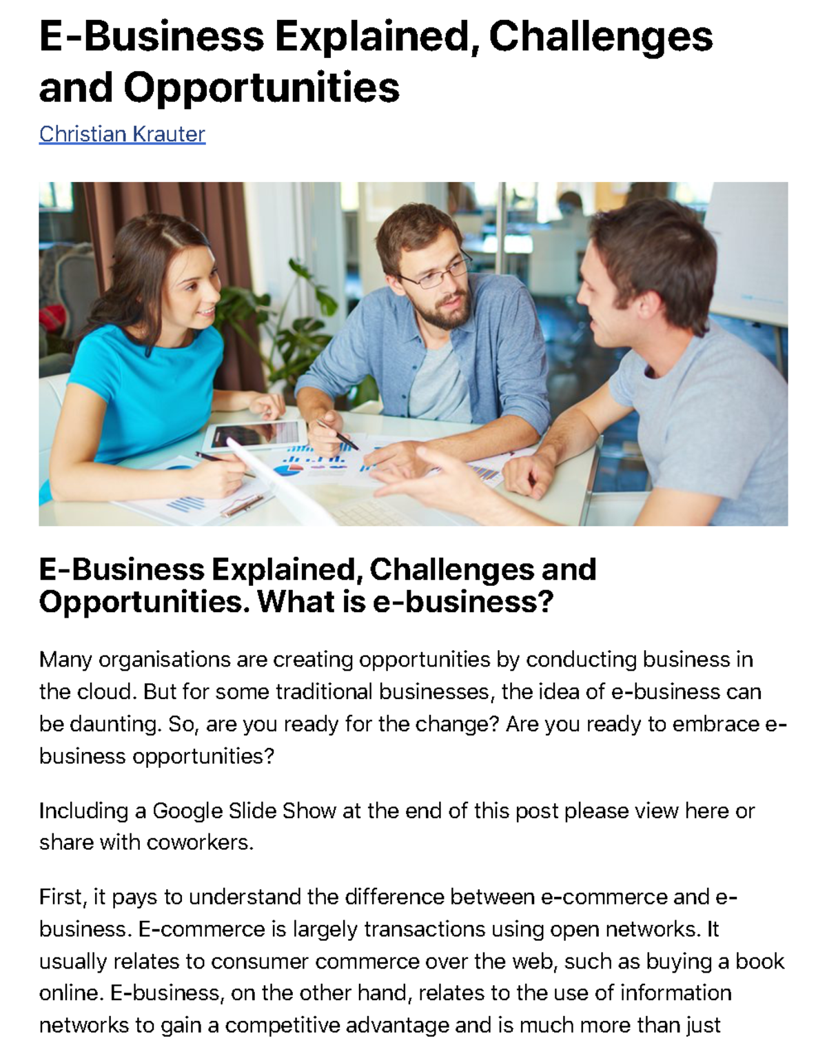 E-Business Explained, Challenges and Opportunities - What is e-business ...