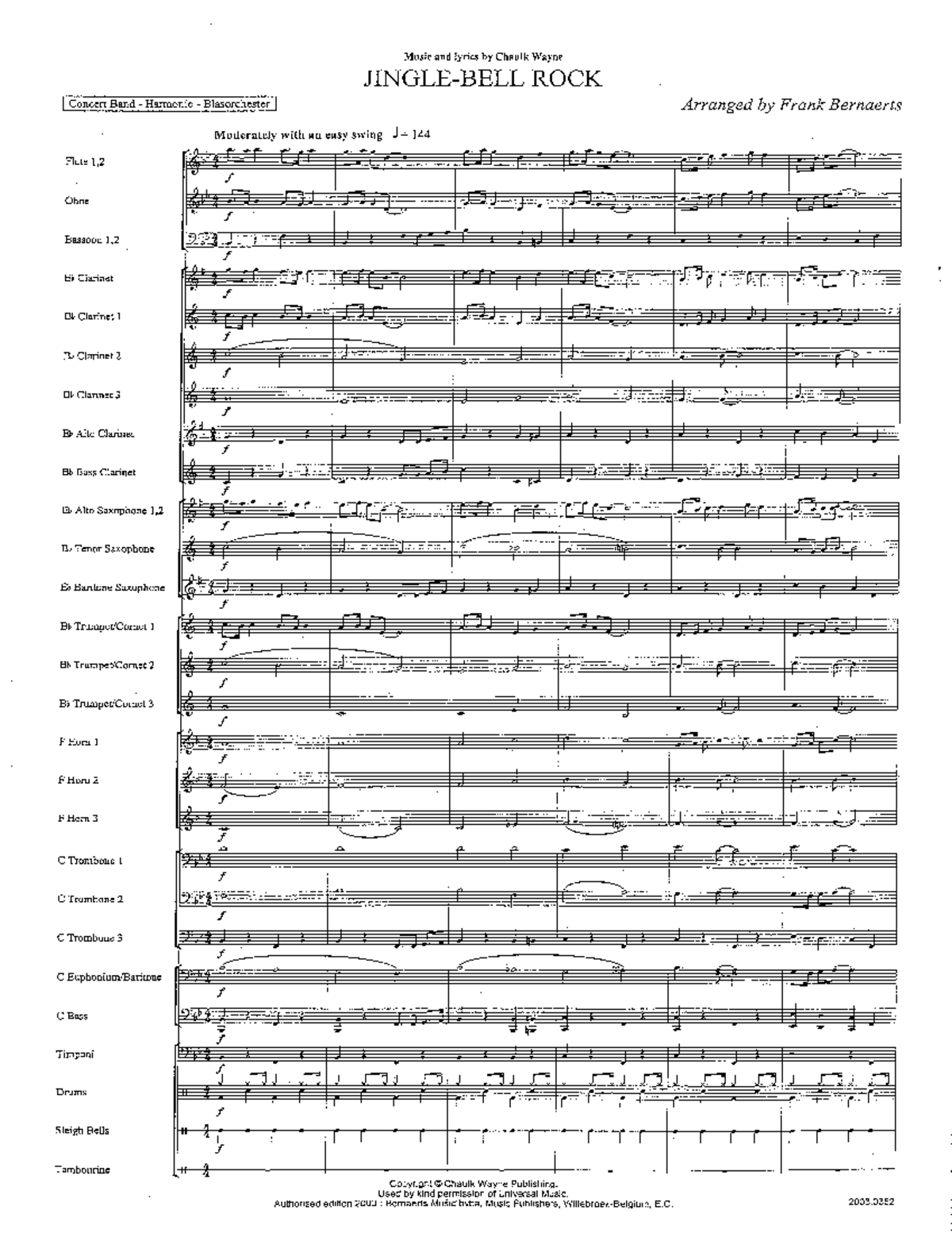 Jingle Bell Rock (Full Score And Parts) - Frank Bernaerts - Conseratory ...